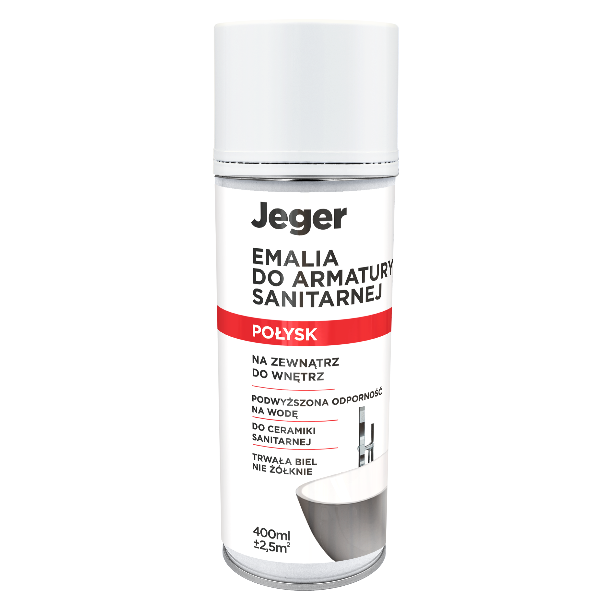 Emalia w sprayu do armatury sanitarnej Biały połysk 400 ml Jeger ...