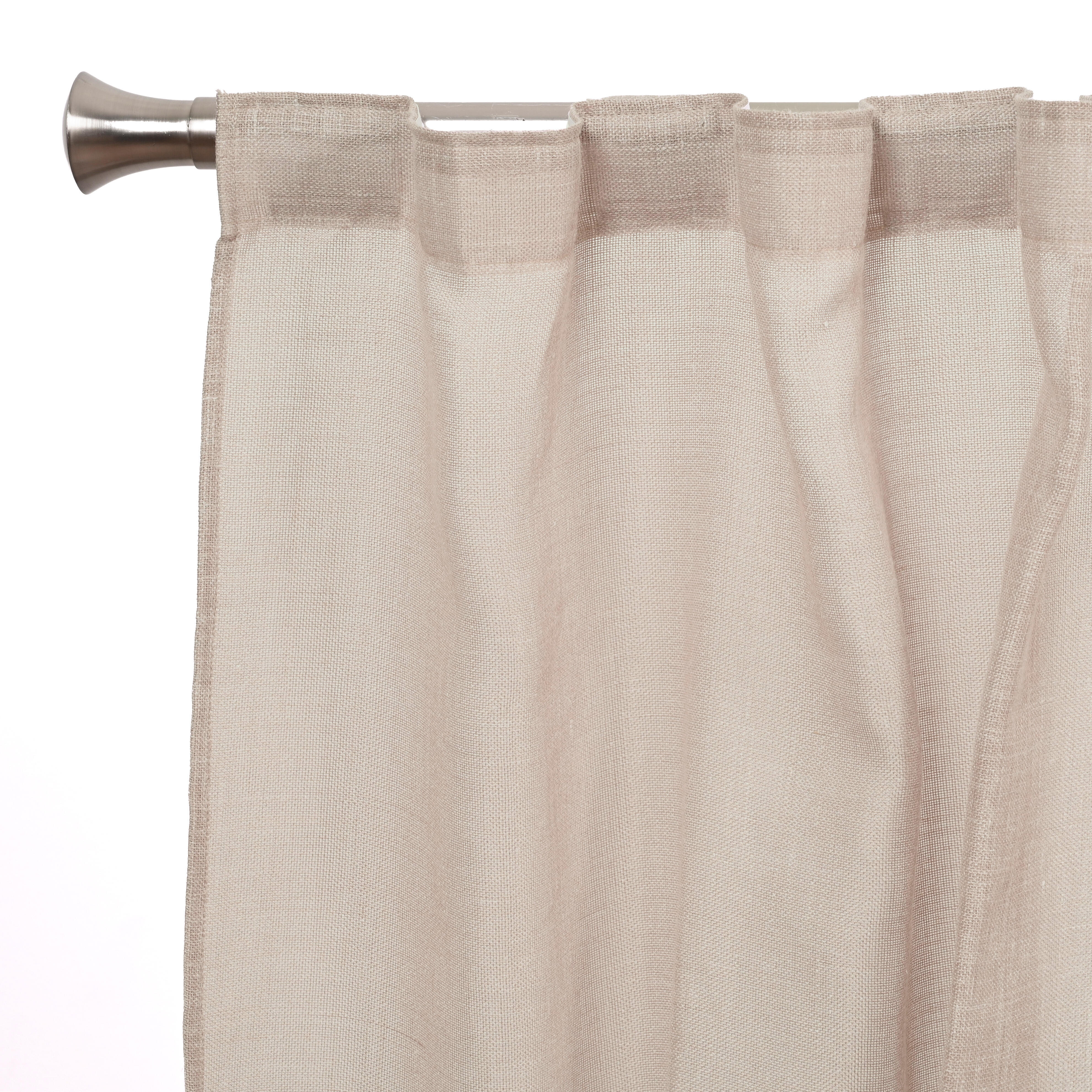 Visillo cinta frunce, trabillas Zoe poliéster lino liso beige de ...