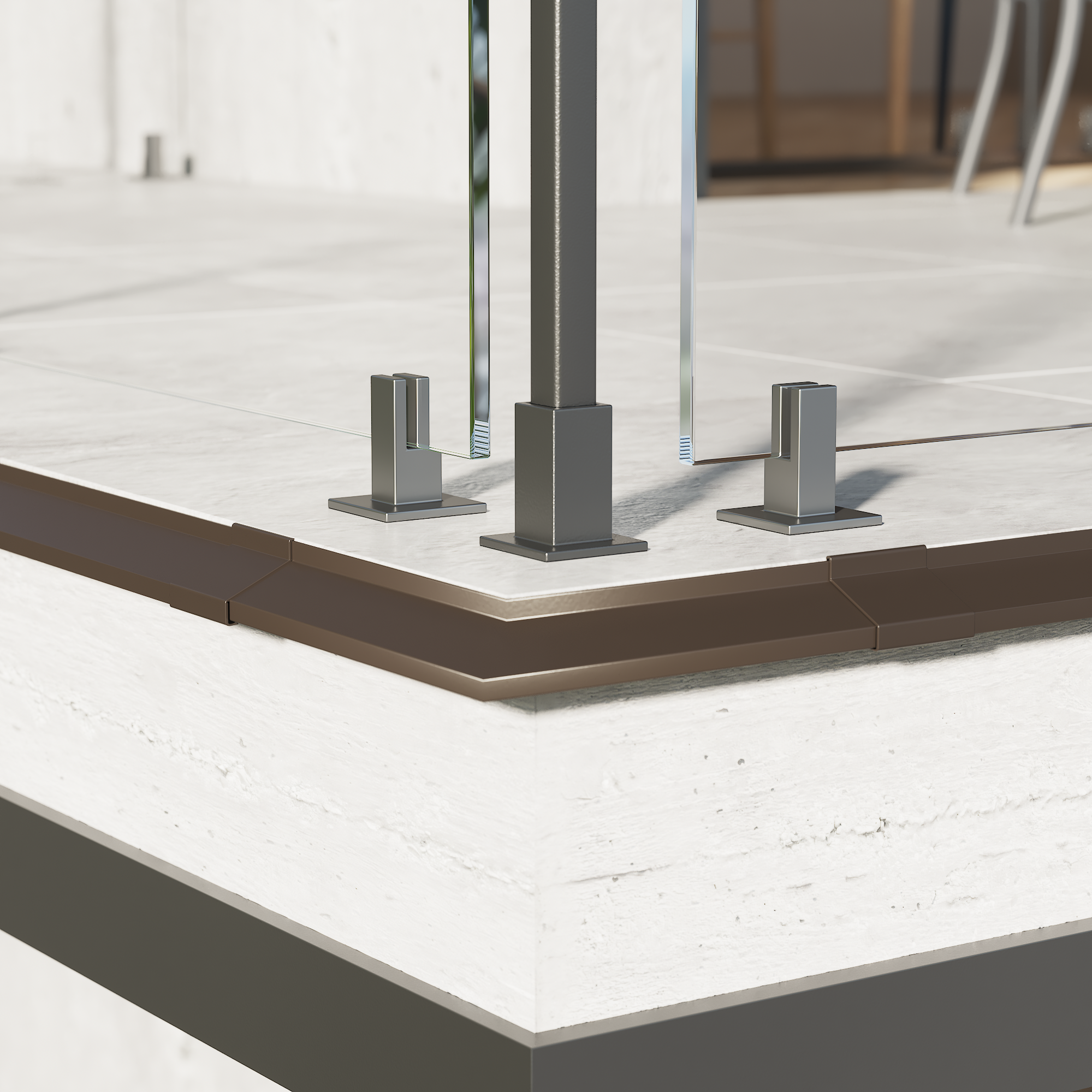 Profilé d'angle 135° balcon ou terrasse marron brillant alu, STANDERS ...