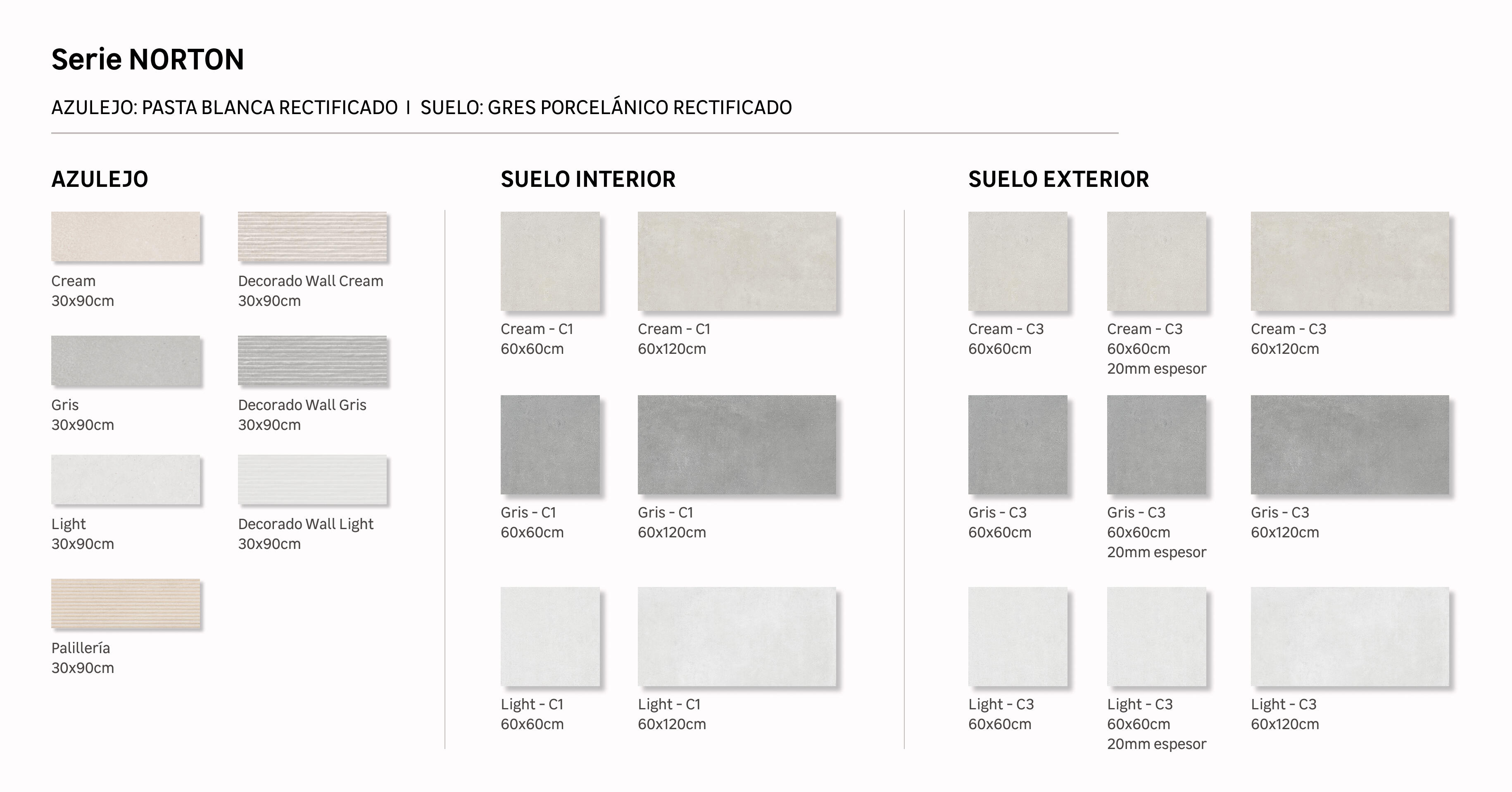 Azulejo cerámico Norton efecto palillería beige combinado con acementado gris claro 30x90 cm ...