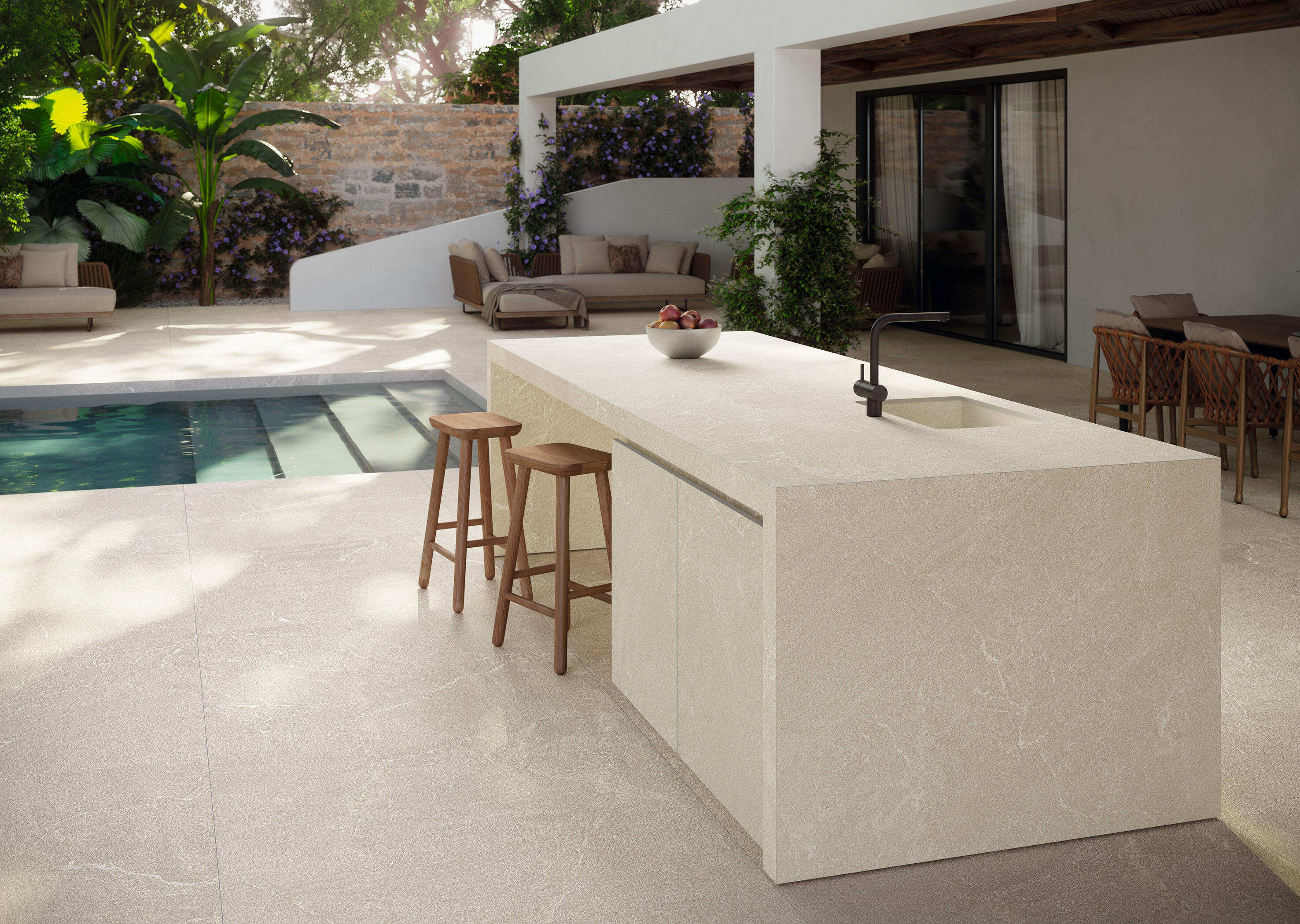 Encimera de cocina a medida Zarzi marfil Coverlam 12mm fondo 60 - 65 cm ...