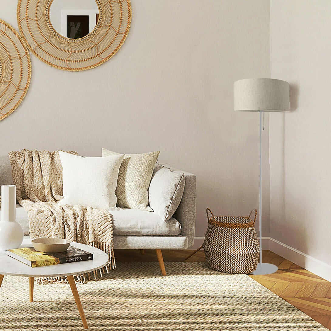 Lampadaire Eden, acier, blanc, H.149 cm, E27 | Leroy Merlin