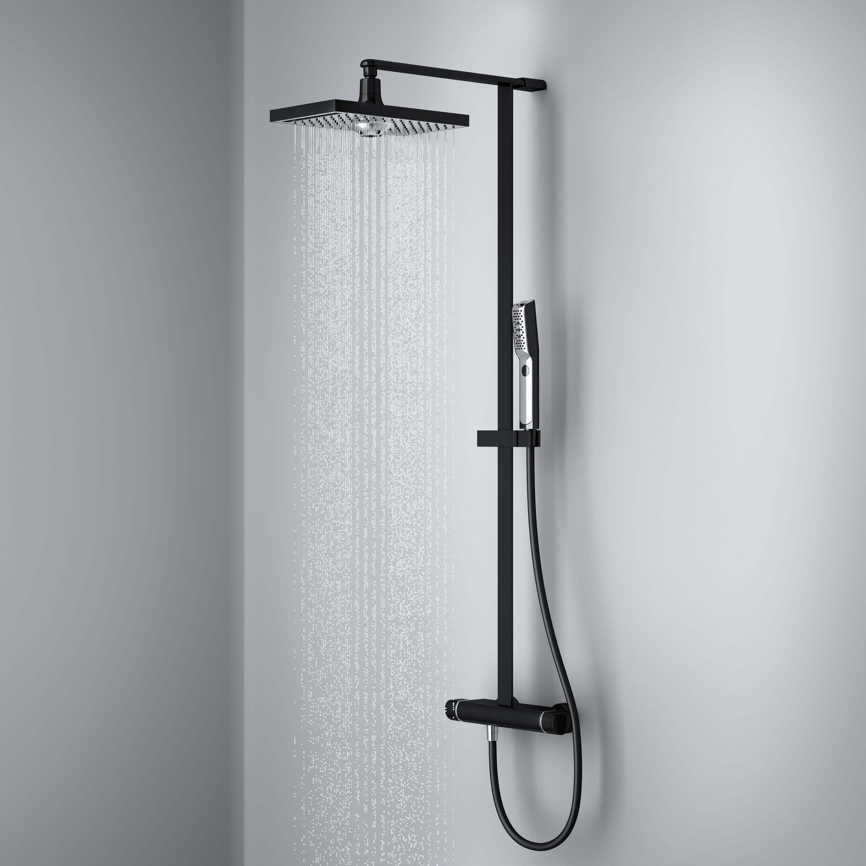 Colonne de douche avec robinet avec robinetterie, SENSEA Neo, Noir ...