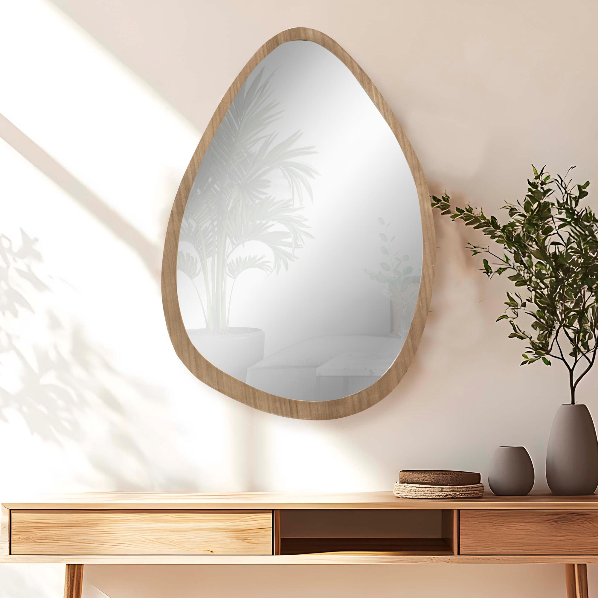 Espejo decorativo enmarcado Esfera marrón 49x69 cm | Leroy Merlin
