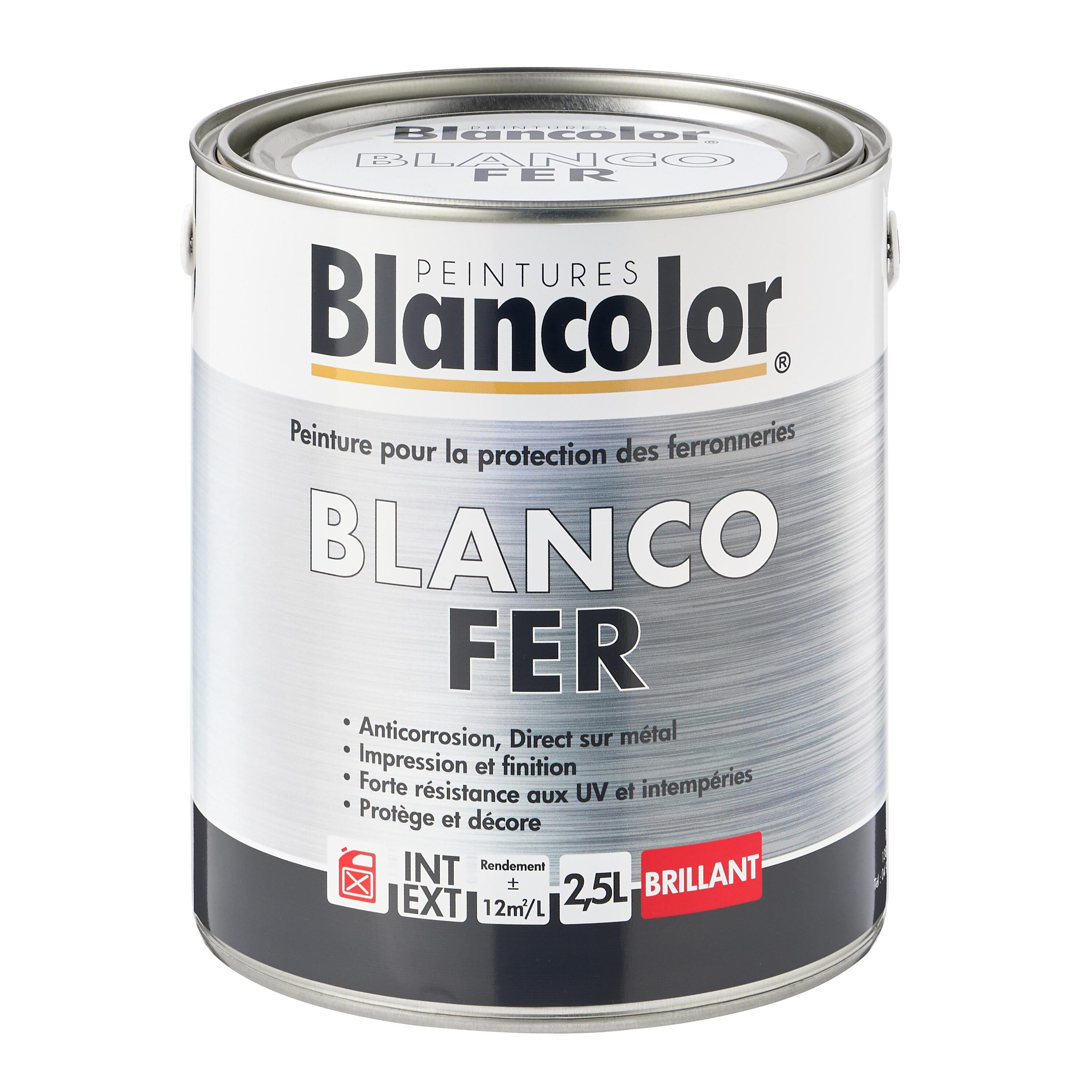Peinture fer brillante bleu osmium 2,5 L - BLANCOLOR | Bricoman