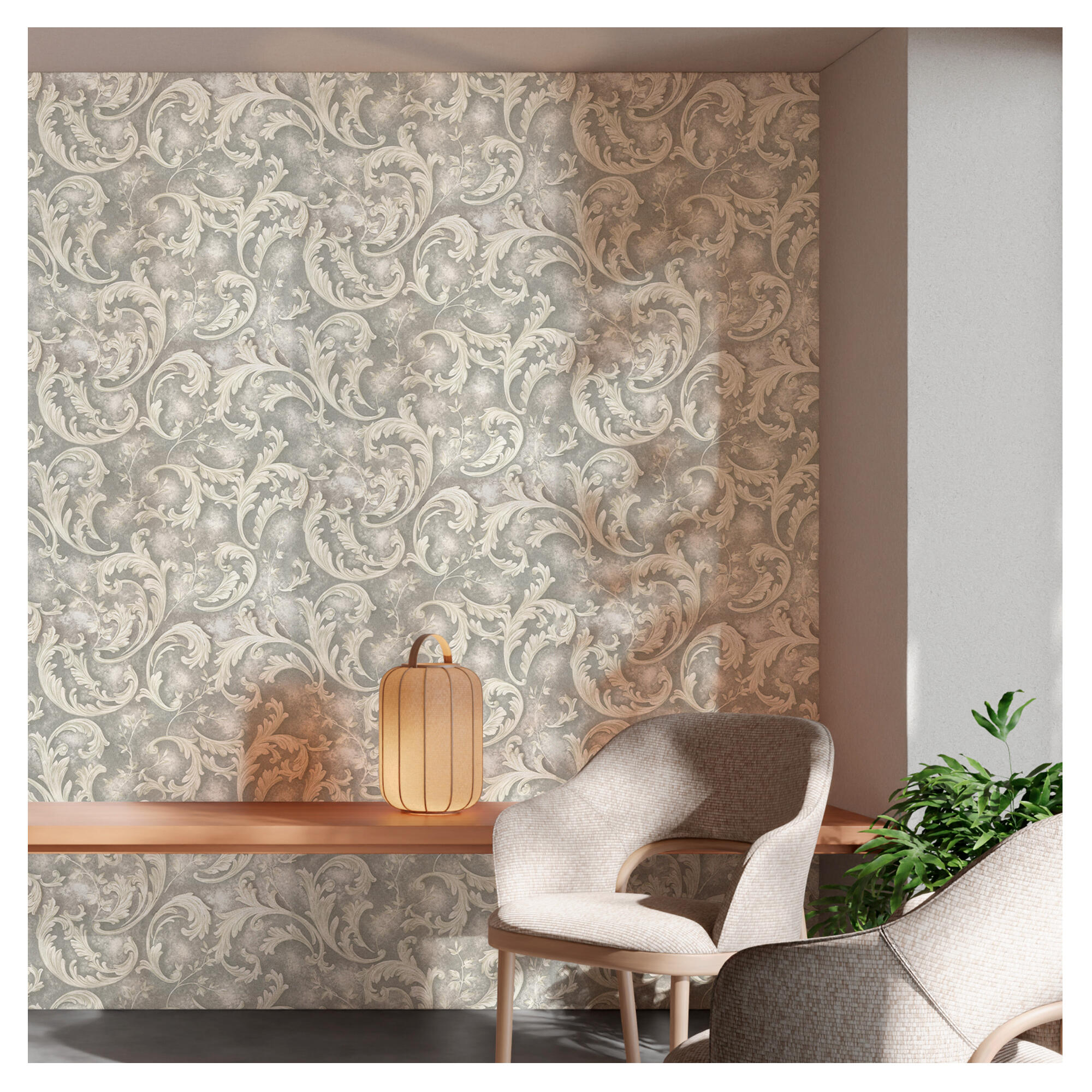 Papel pintado tnt Barroco 6312 gris 0,52x10 metros | Leroy Merlin