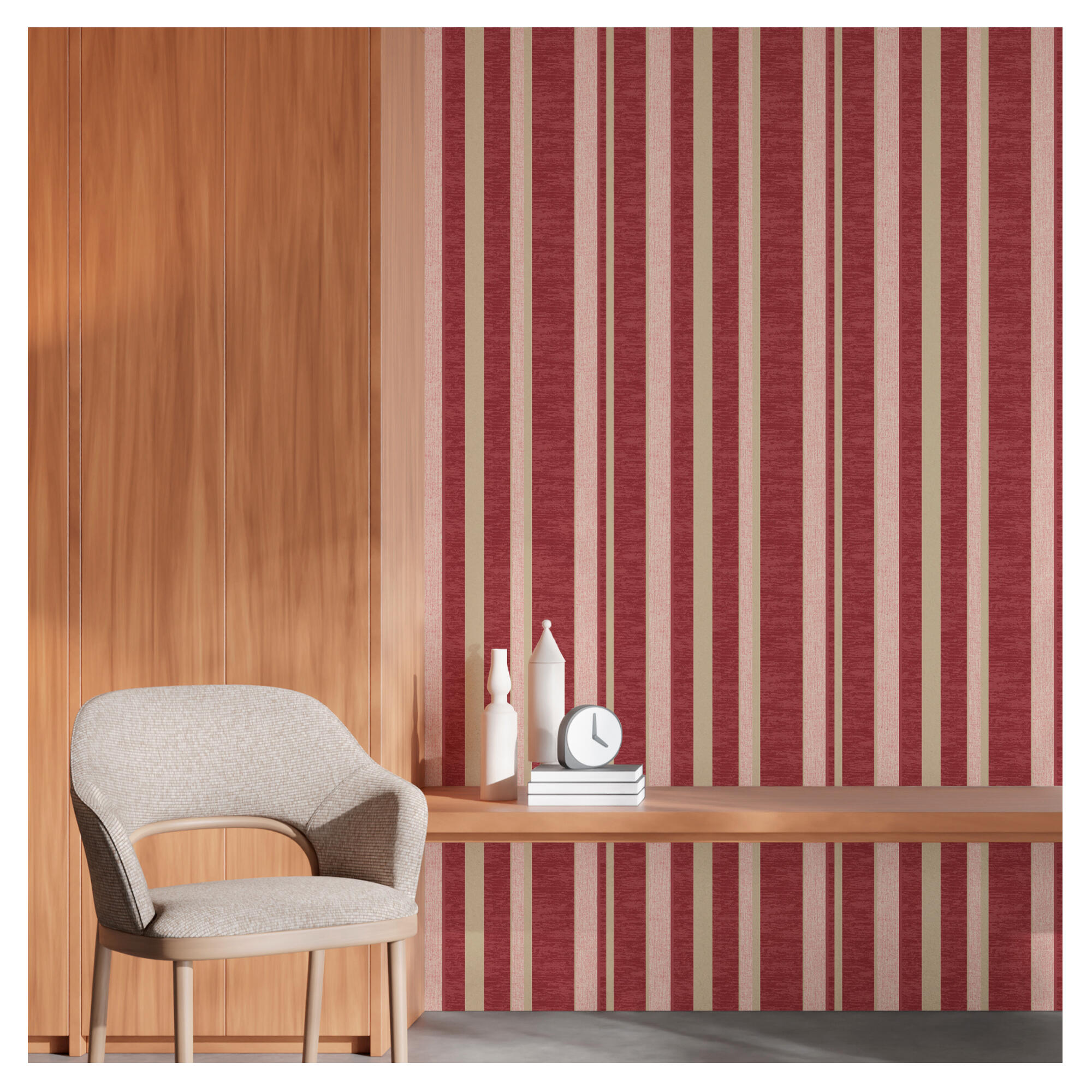 Papel pintado tnt Rayas 6334 burdeos 0,52x10 metros | Leroy Merlin