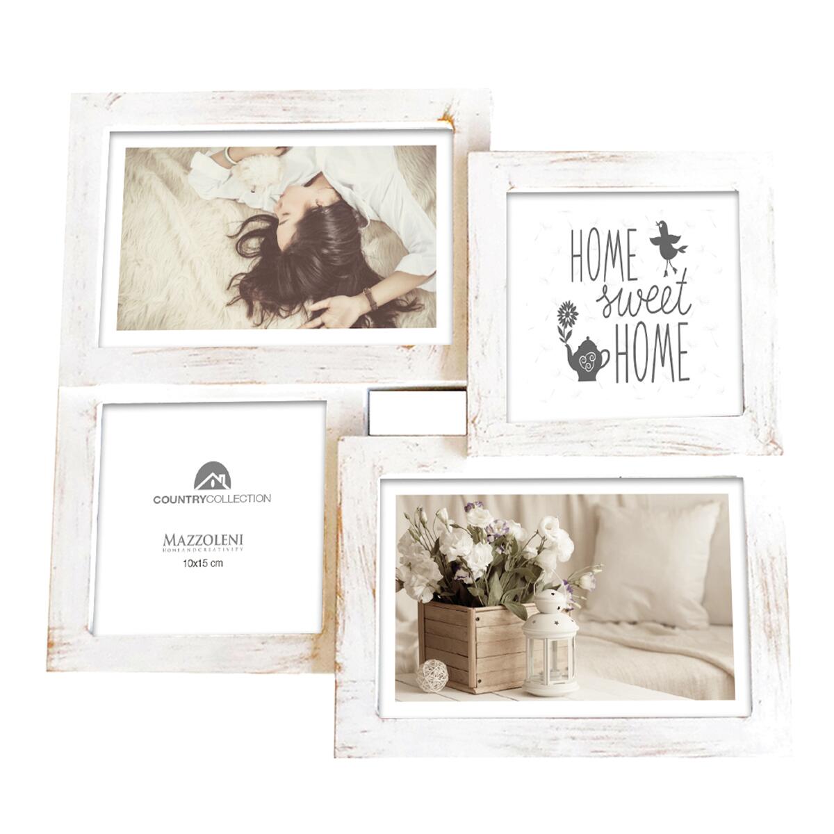Cornice Shabby, bianco misure 28 x 26 cm per 4 fotografie | Leroy Merlin
