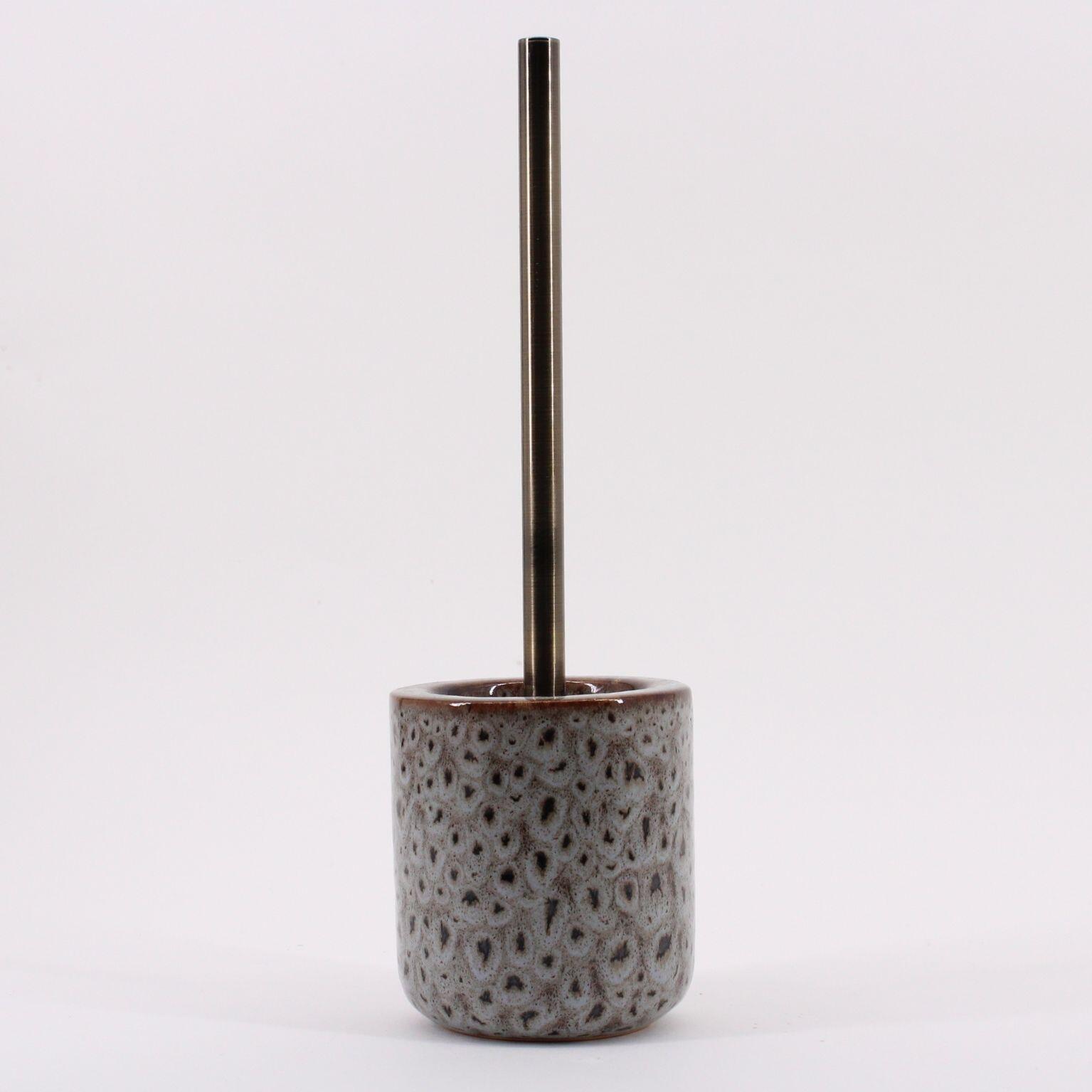 Pot avec brosse WC intégrée multicouleur / gris Tasara AZAO | Leroy Merlin