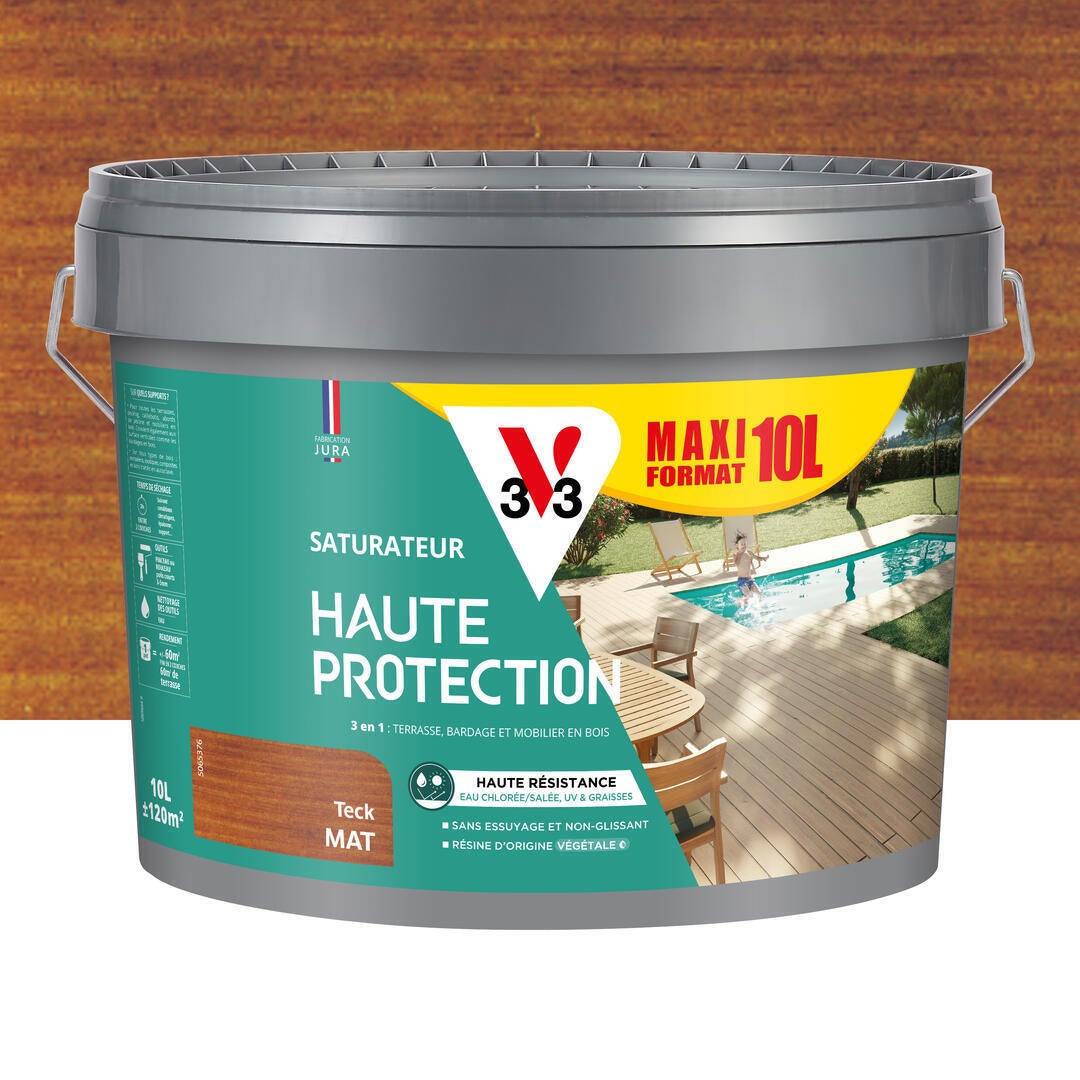 Saturateur pour bois extérieur V33 Haute protection teck mat 10 l ...