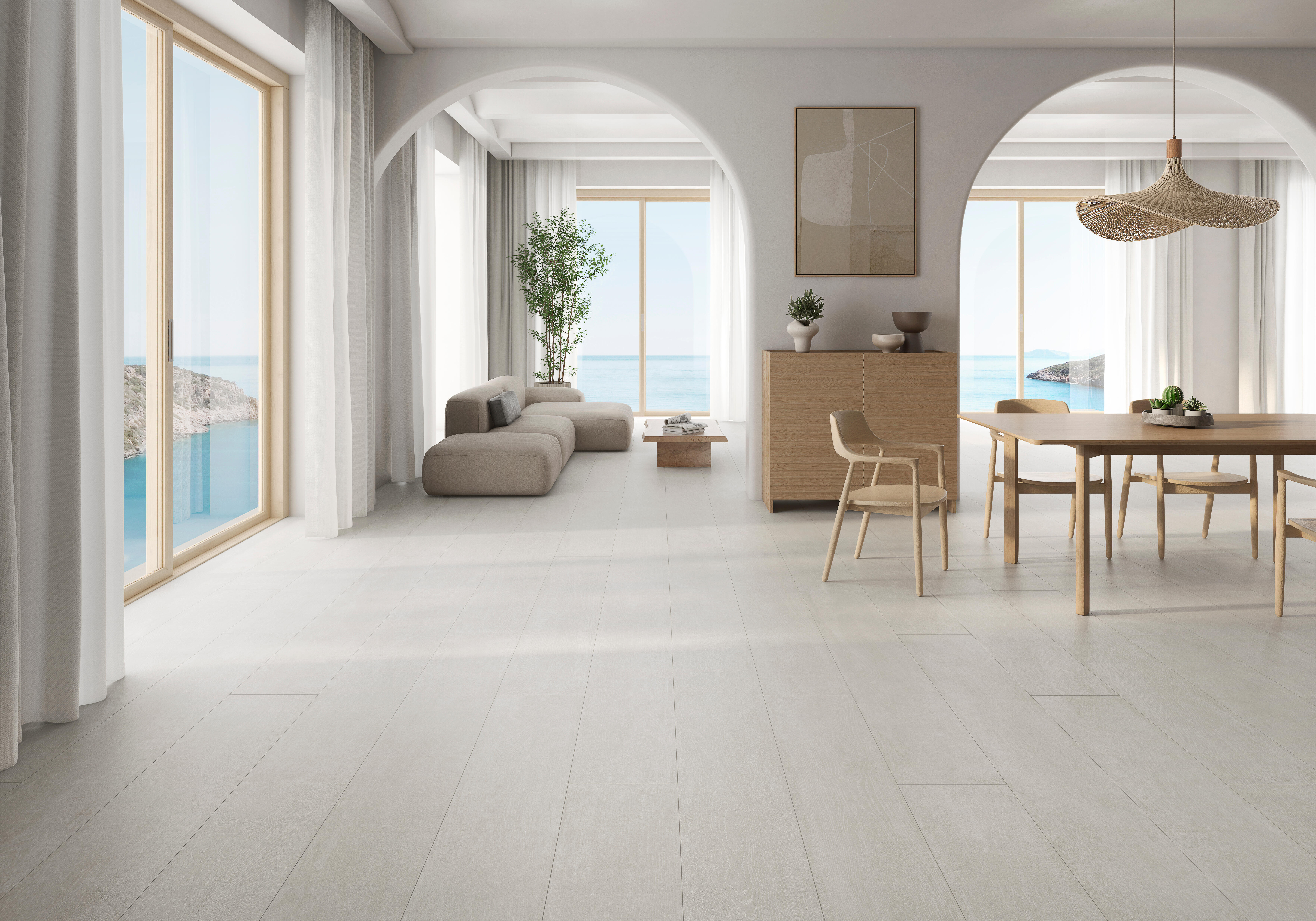 Suelo porcelánico Hipster efecto cemento blanco 30x180 cm C2 AZUVI ...