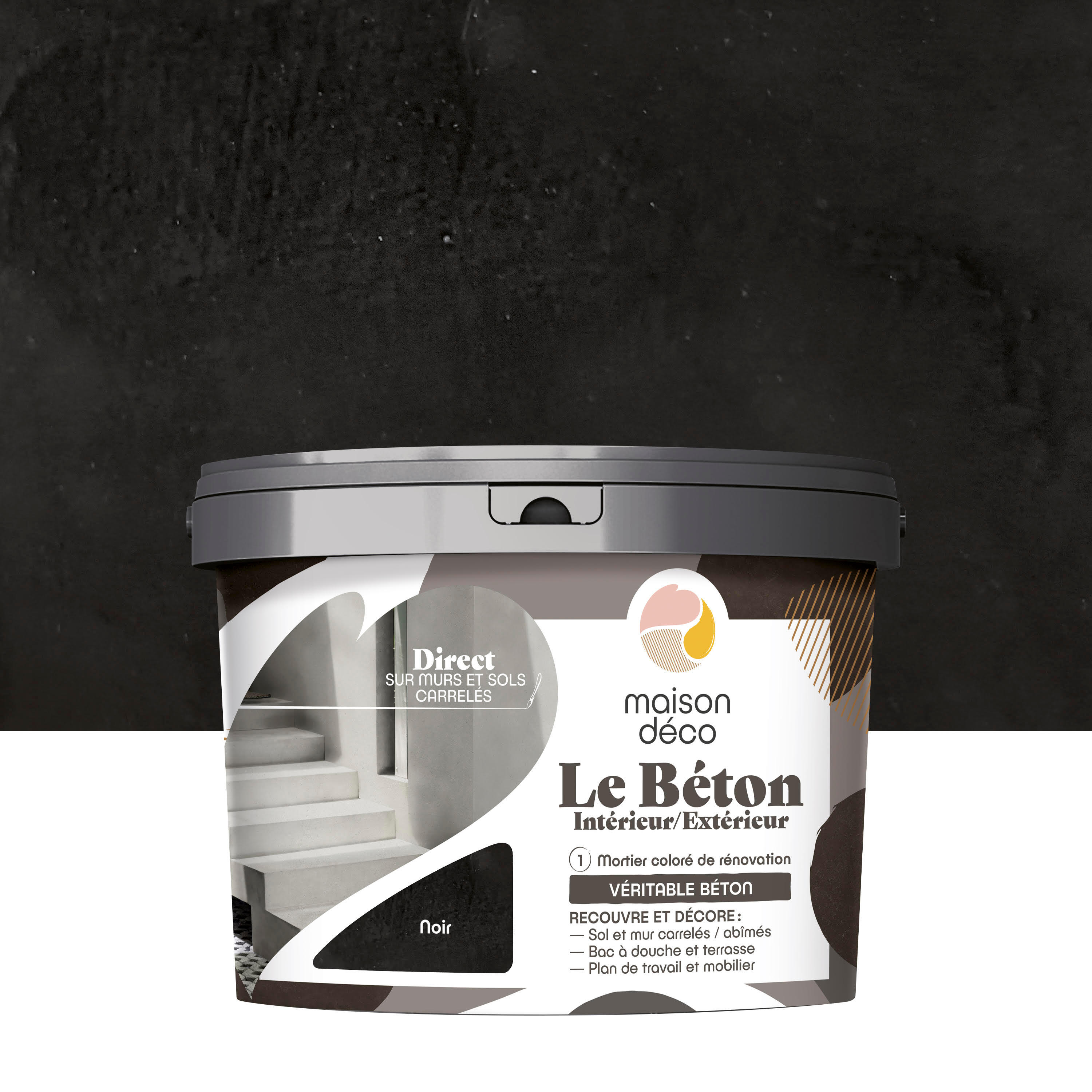 Enduit décoratif Le béton MAISON DECO, noir, 5kg | Leroy Merlin