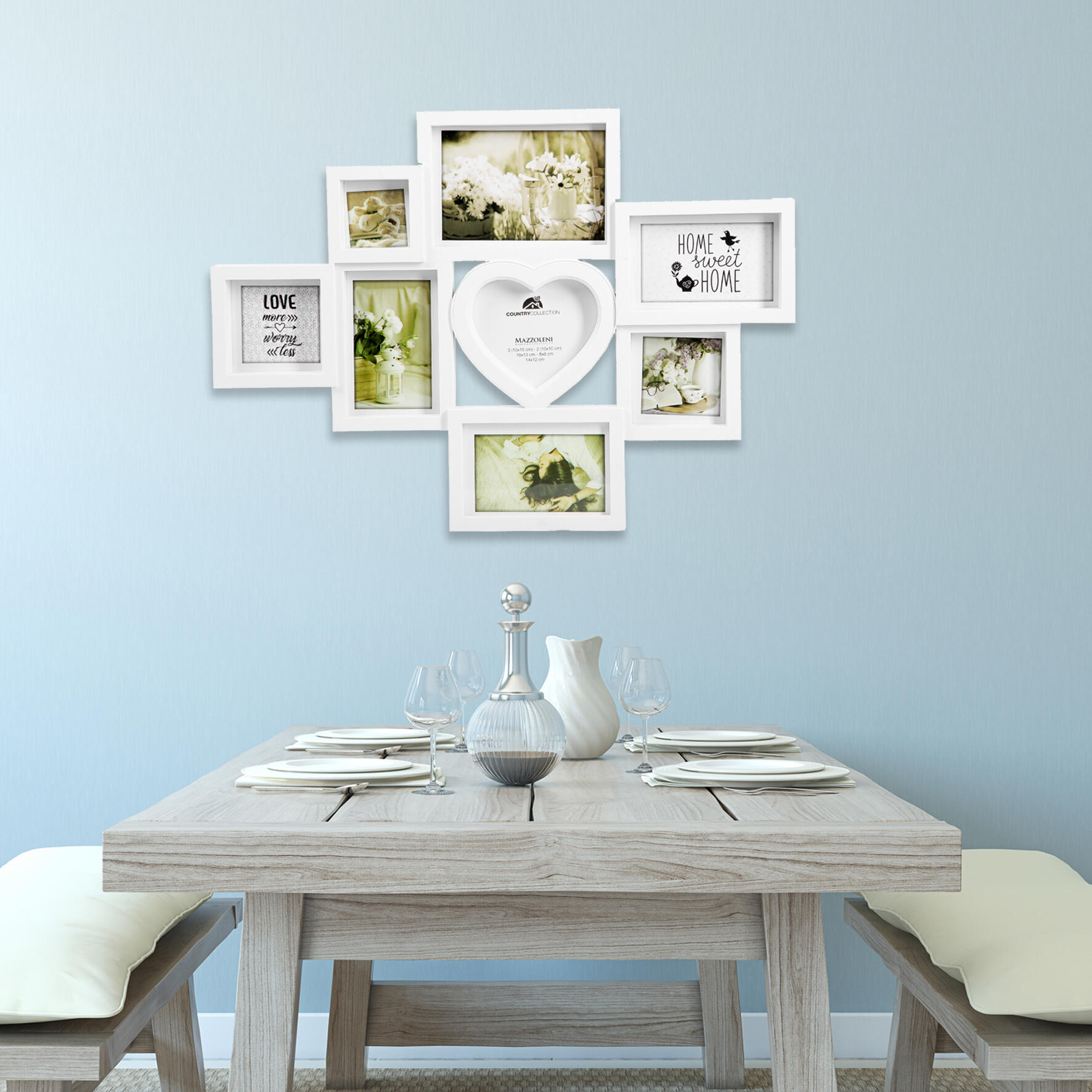 Cornice Heart, bianco misure 56 x 40.5 cm per 8 fotografie | Leroy Merlin
