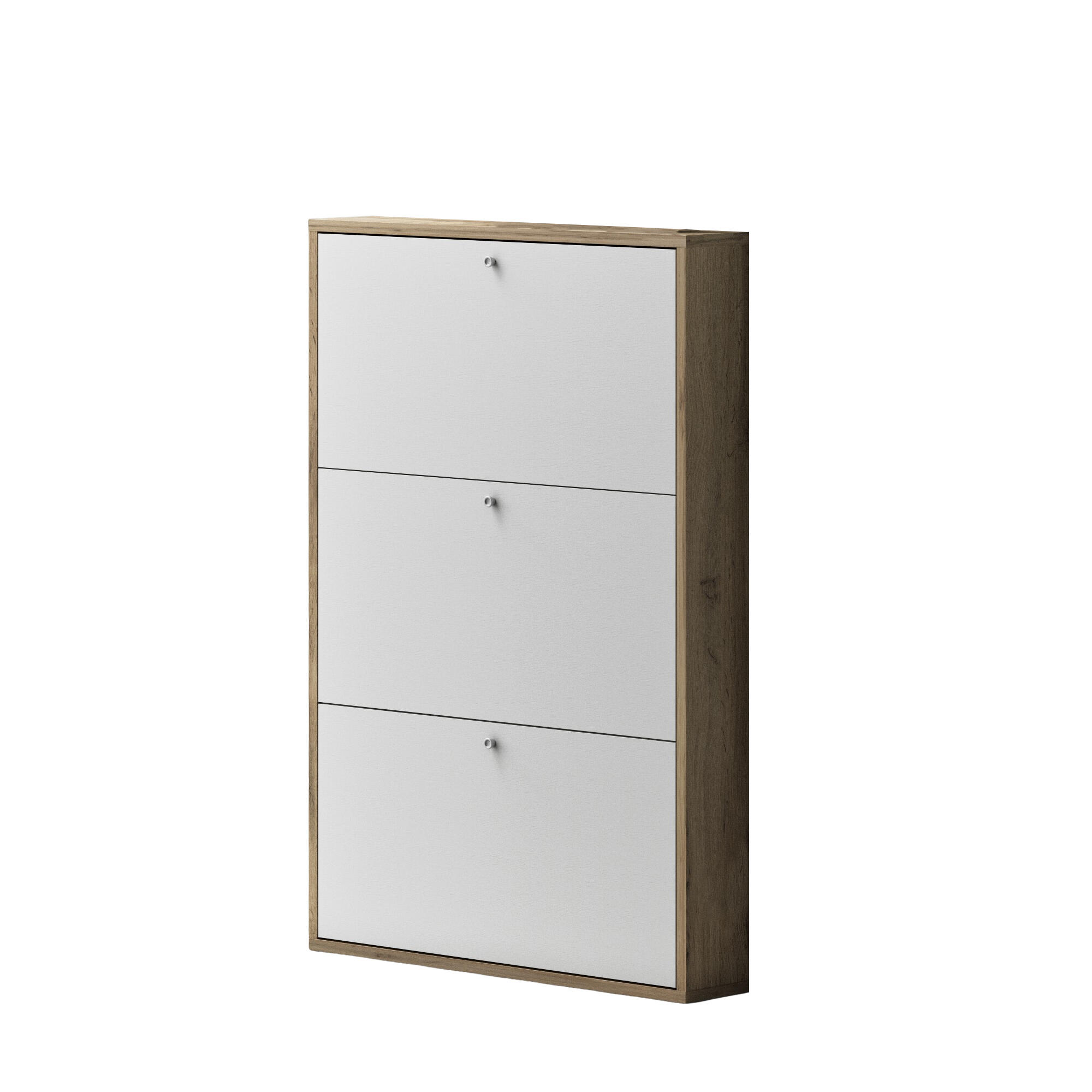 Scarpiera Slim 3 ante L 73 x H 110 x P 15 cm 9 paia, bianco e rovere ...