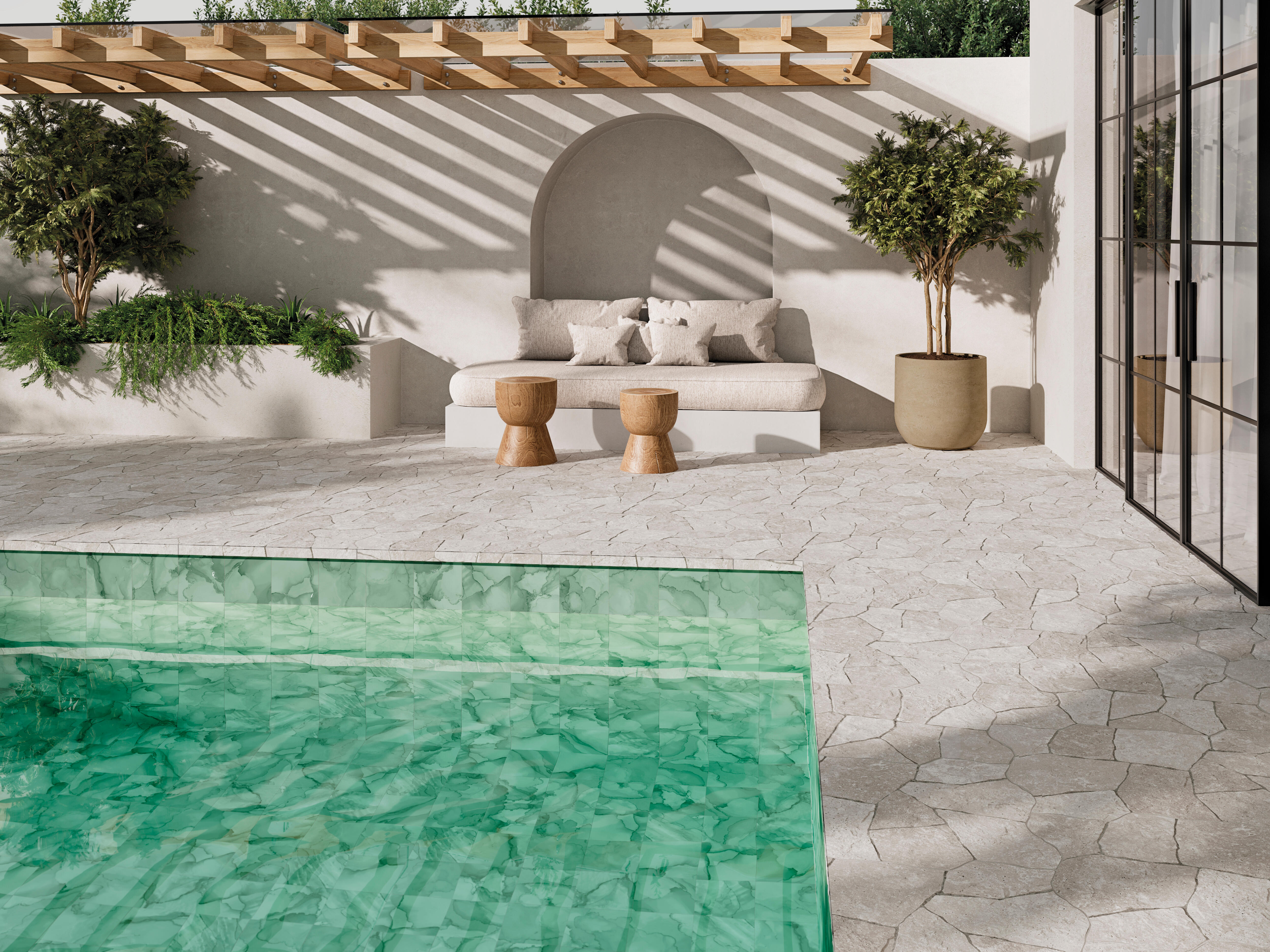 Suelo/Azulejo porcelánico Aquarelle efecto papel pintado white 33x33 cm ...