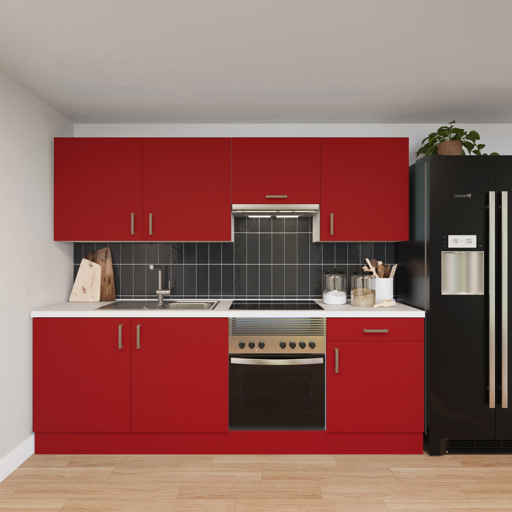 Cocina en kit DELFOS en color rojo 240 cm | Leroy Merlin
