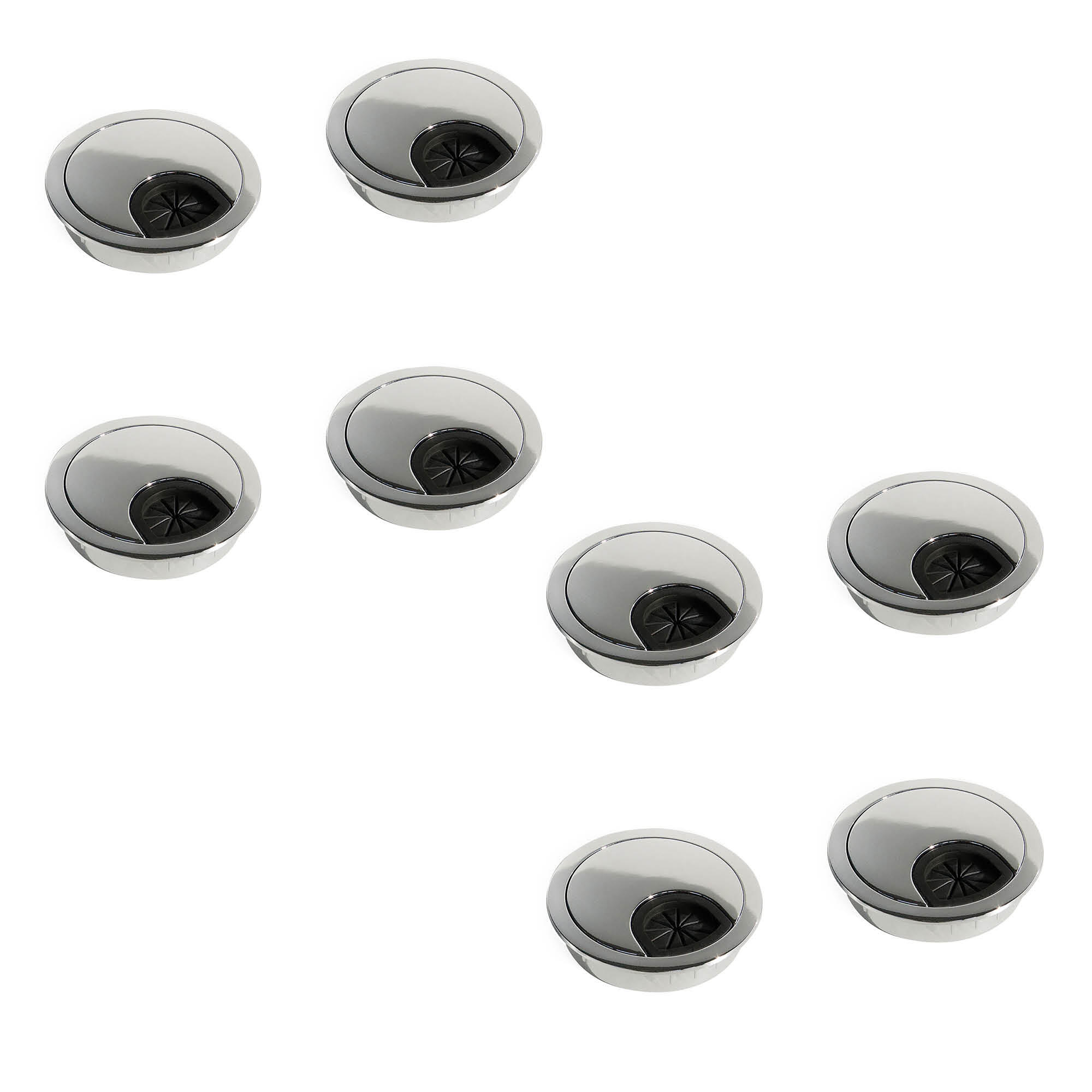 Juego de 8 pasacables para empotrar, D. 6 cm, Zamak, Cromado - Emuca ...