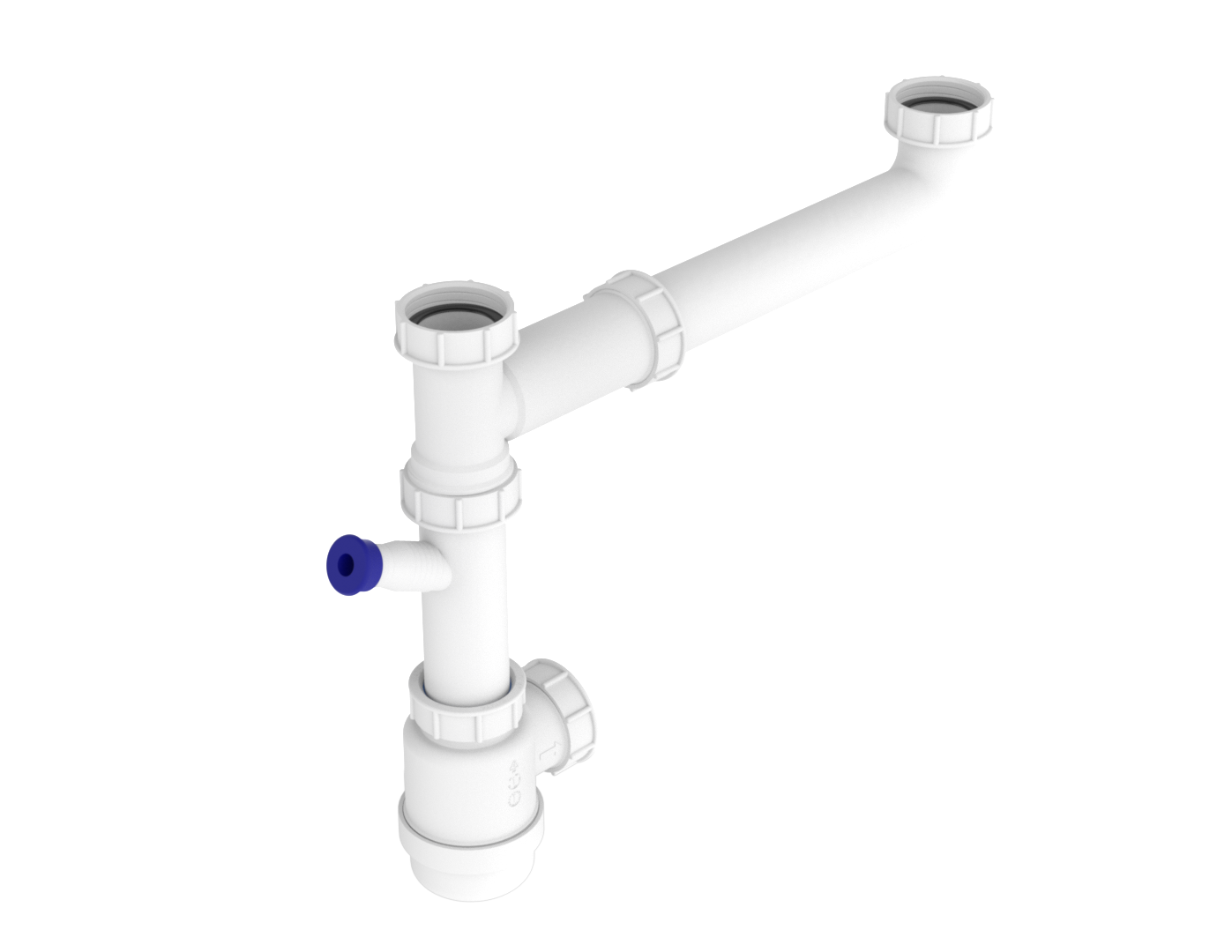 Siphon pour évier 2 cuves recyclé gain de place Diam.1" 1/2 (40mm ...