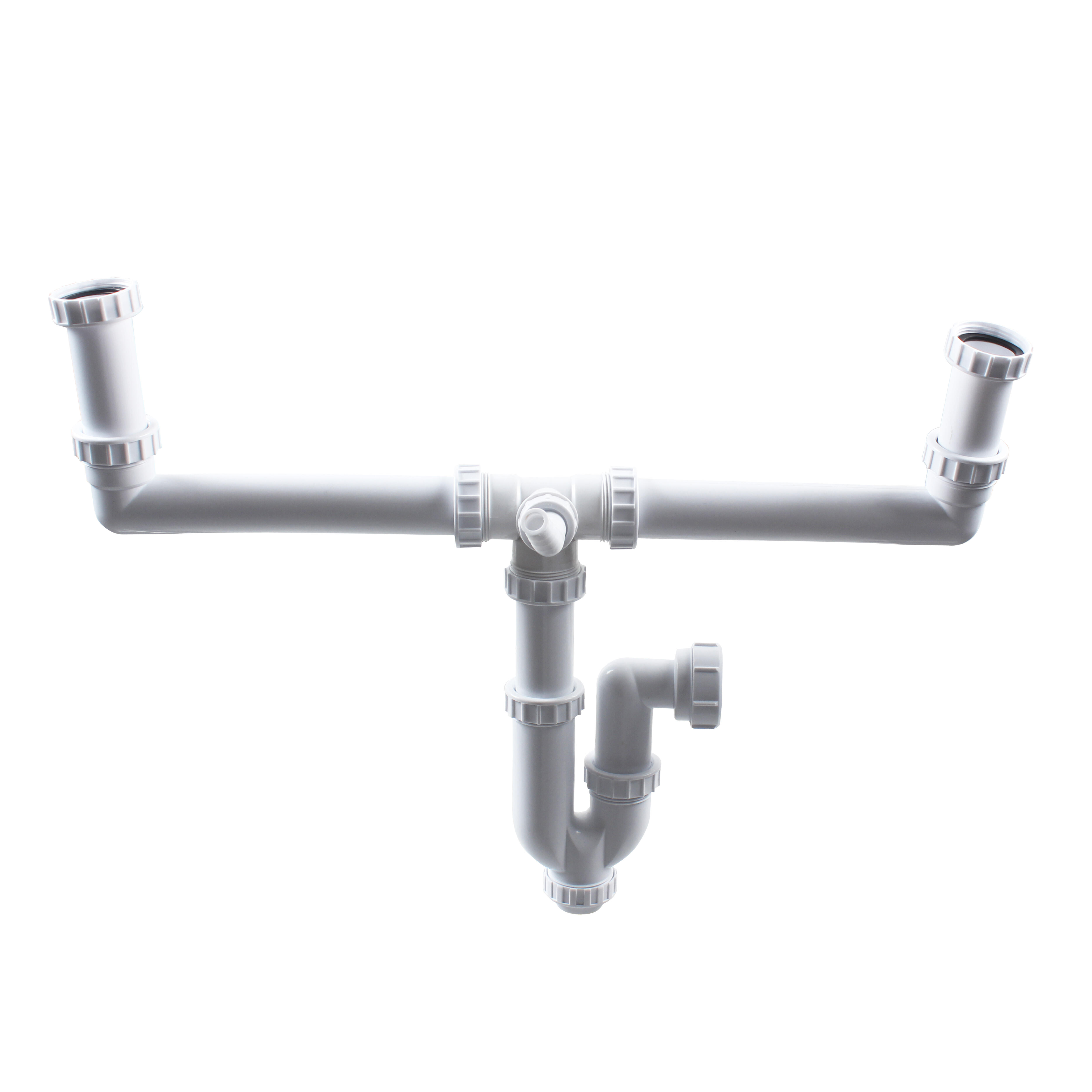 Siphon pour évier 2 cuves recyclé Diam.1" 1/2 (40mm), EQUATION | Leroy ...