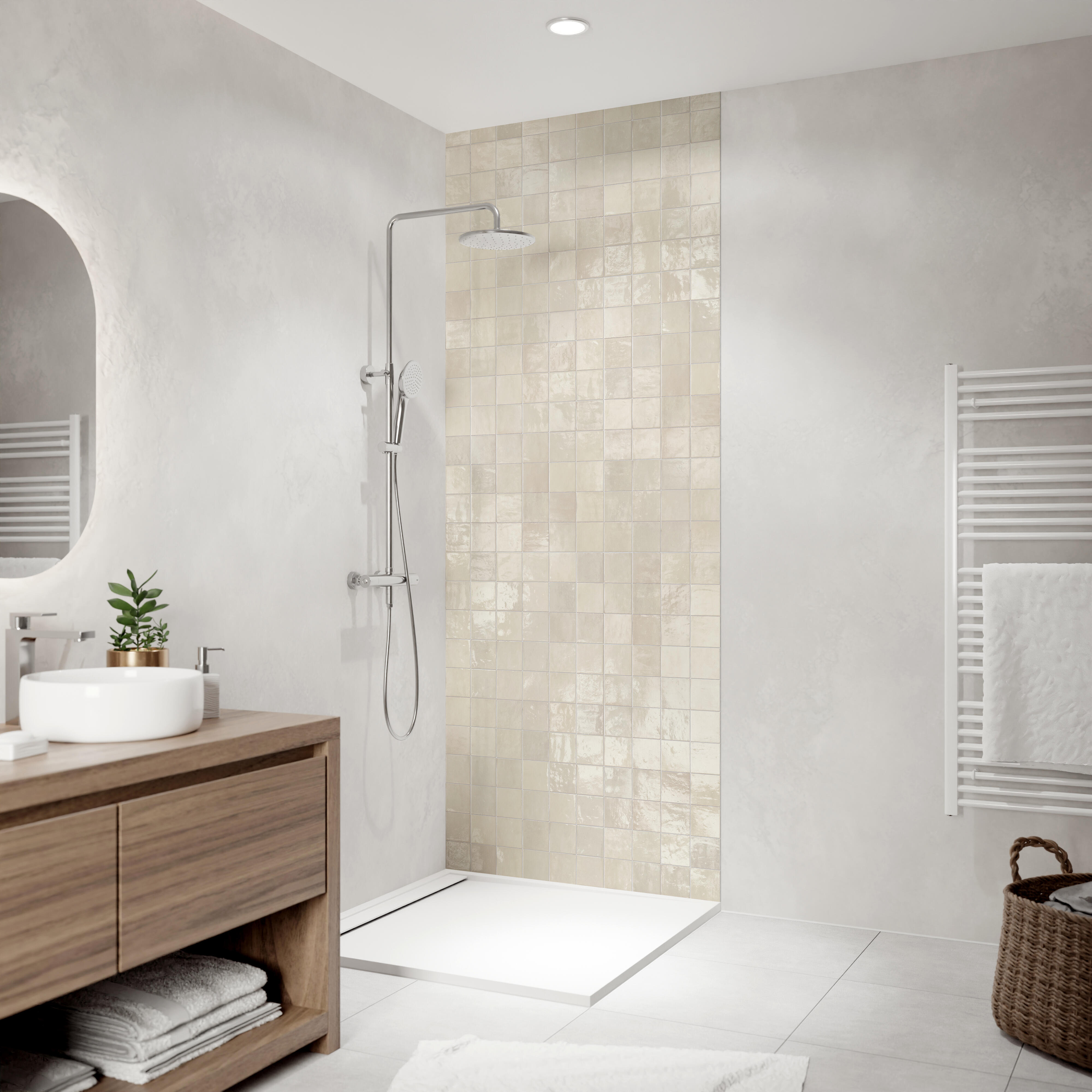 Panneau mural ZELLIE CRÈME finition brilliante L.100 cm x H.255 cm ...