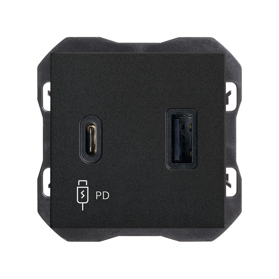 Enchufe usb A + usb C 30W SIMON 270 negro | Leroy Merlin