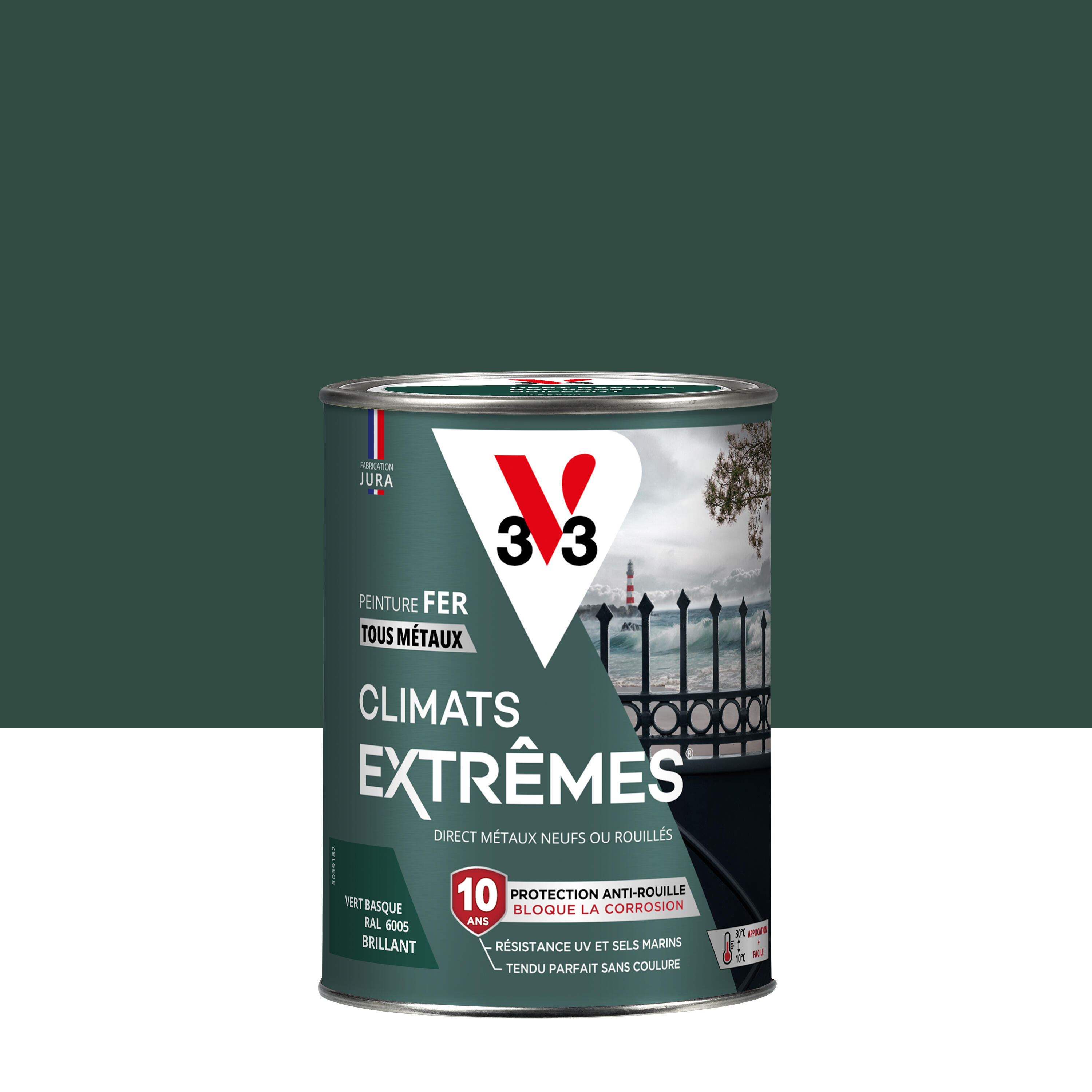 Peinture extérieure fer Climats extrêmes® V33 vert basque brillant ...