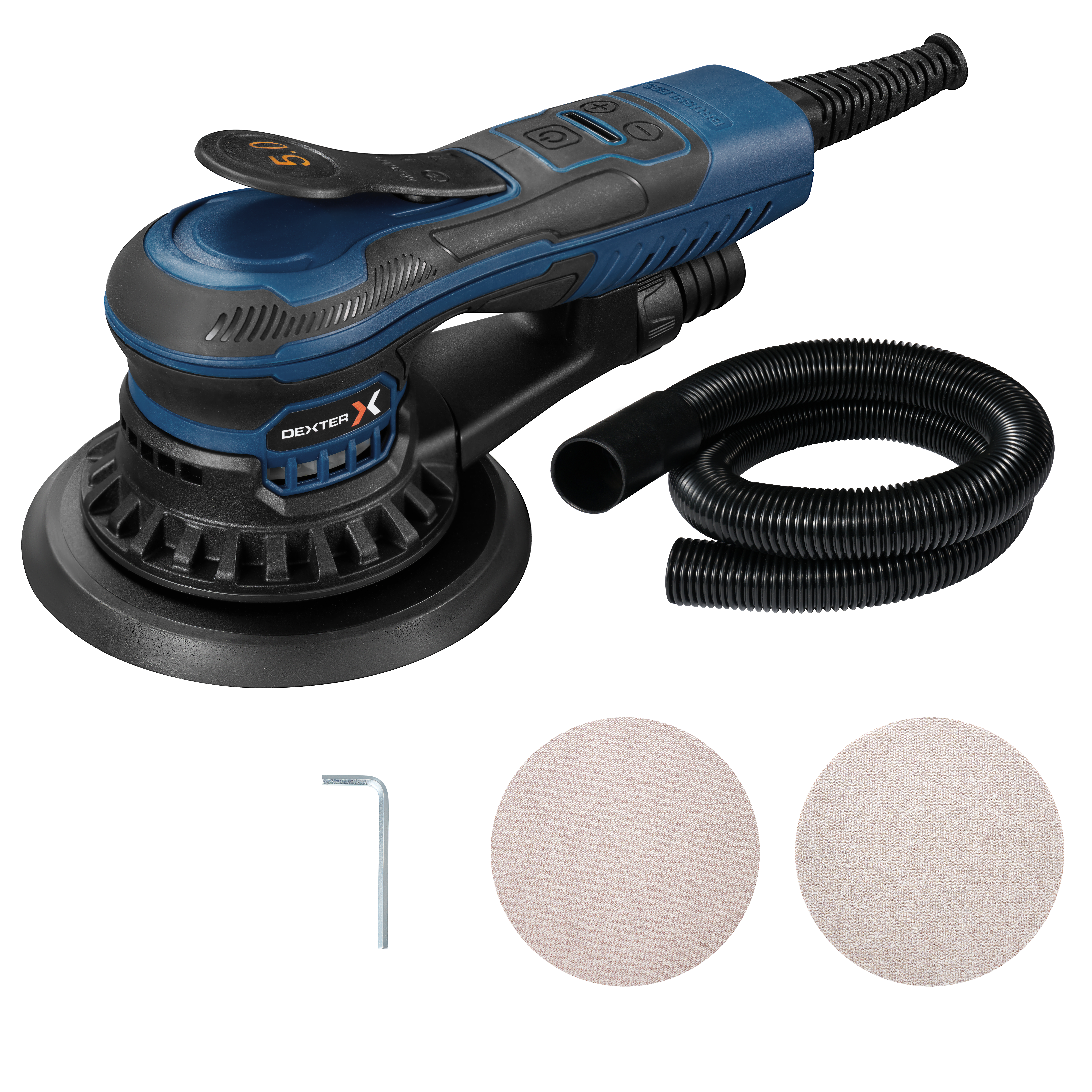 Ponceuse orbitale filaire DEXTER BRUSHLESS 150MM, 350 W | Leroy Merlin