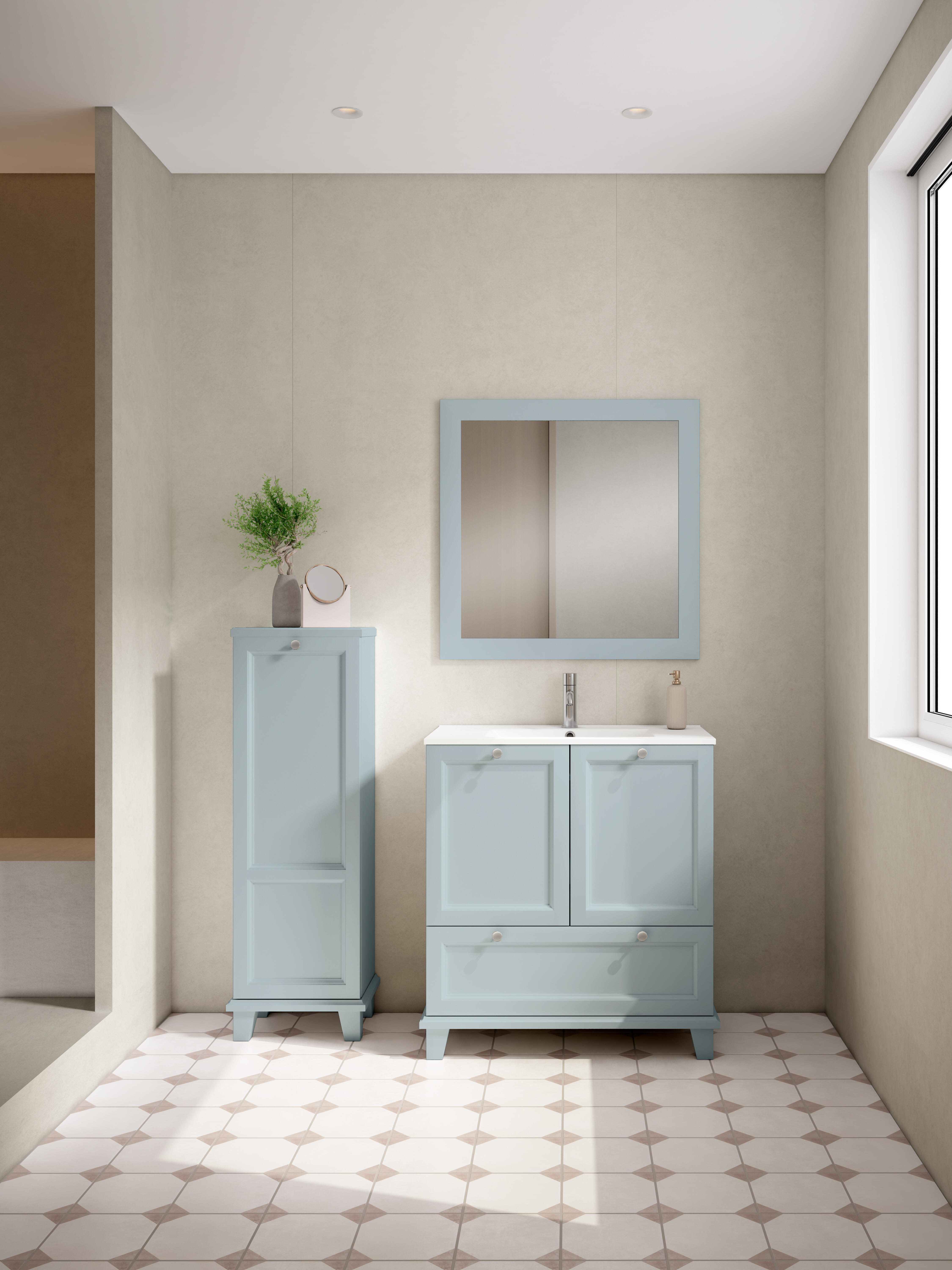 Mobile da bagno sotto lavabo VISOBATH Unike blu ghiaccio laccato opaco ...