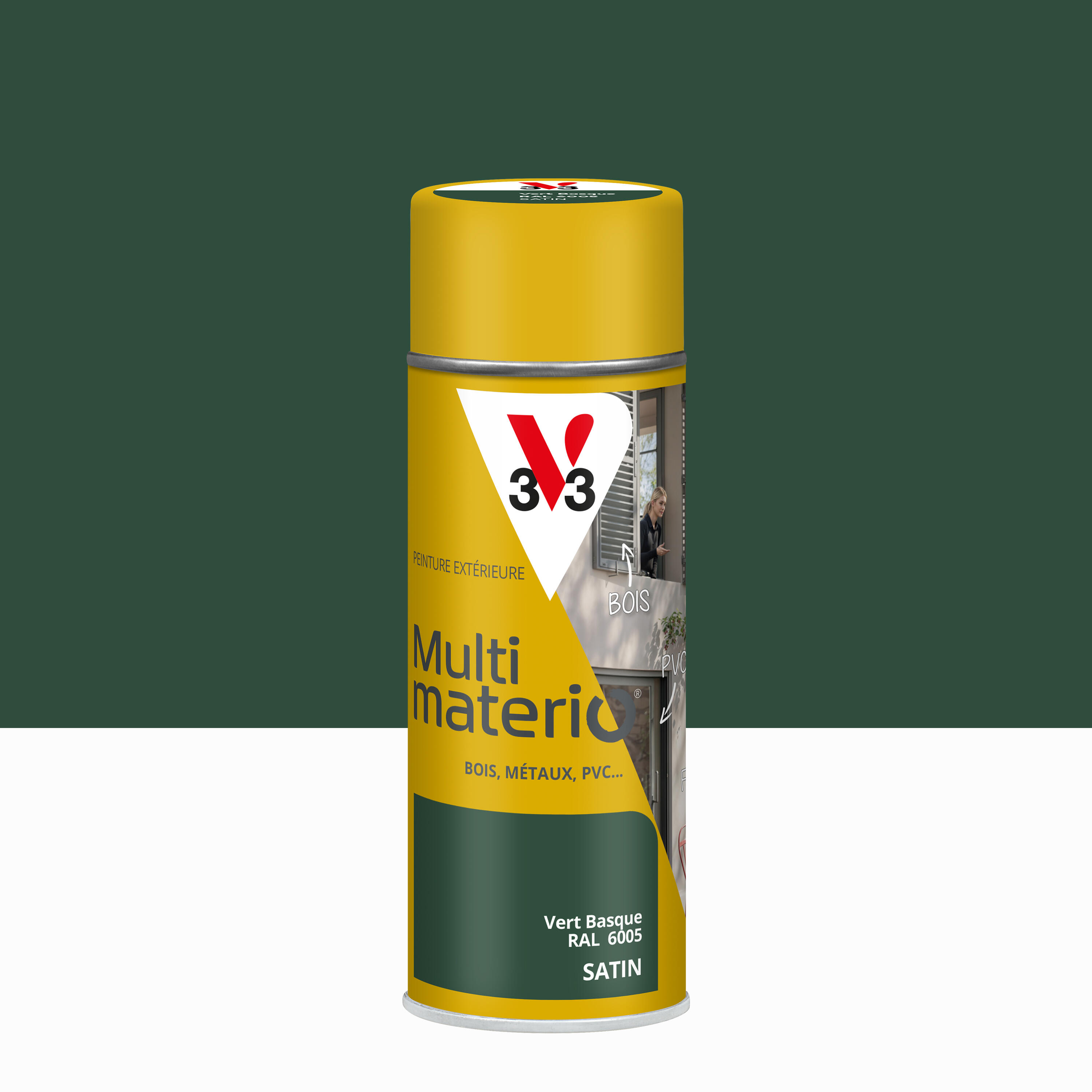 Bombe de peinture Multimatériaux V33 vert basque satiné 400 ml | Leroy ...
