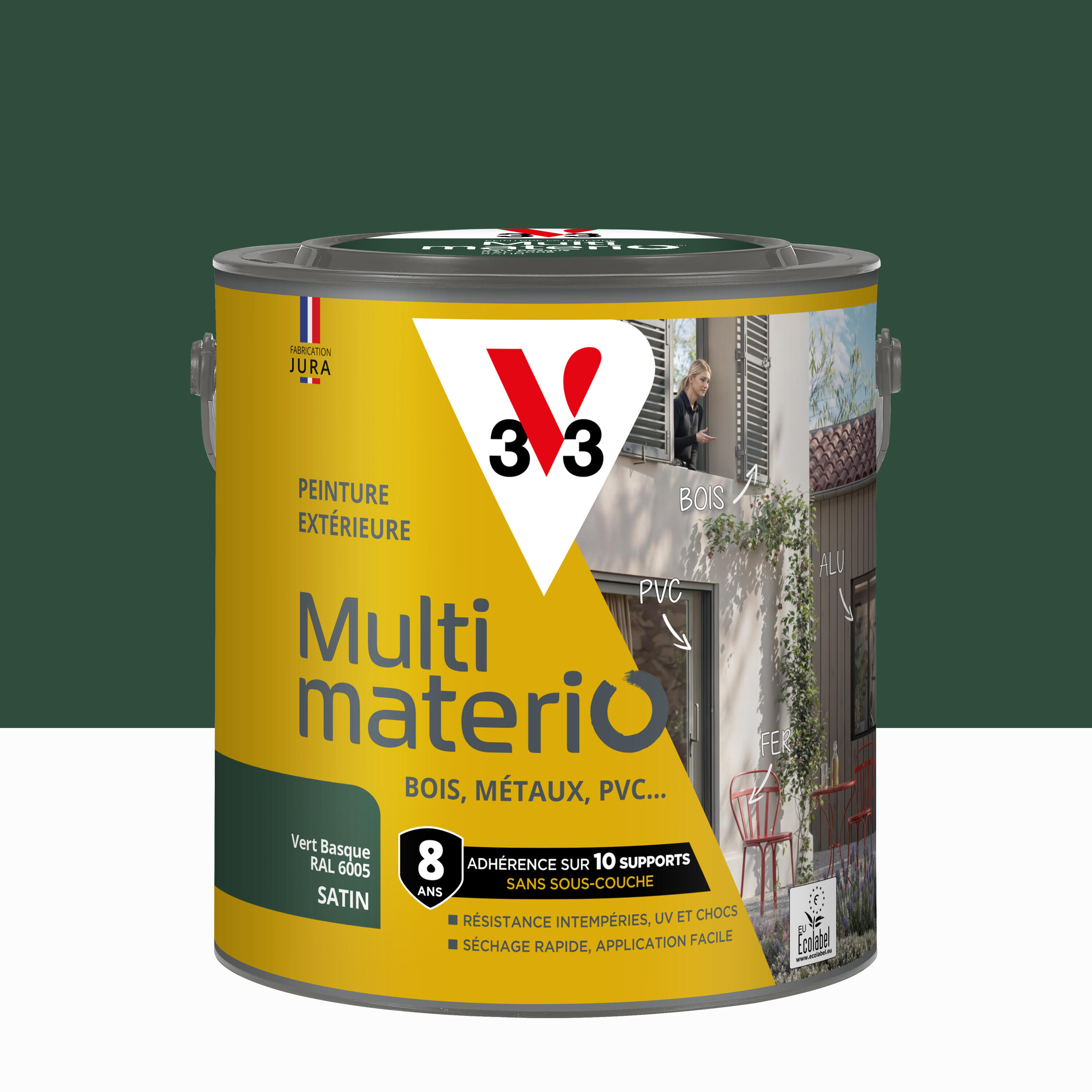 Peinture extérieure bois, fer, plastique V33 vert basque satiné 2l ...