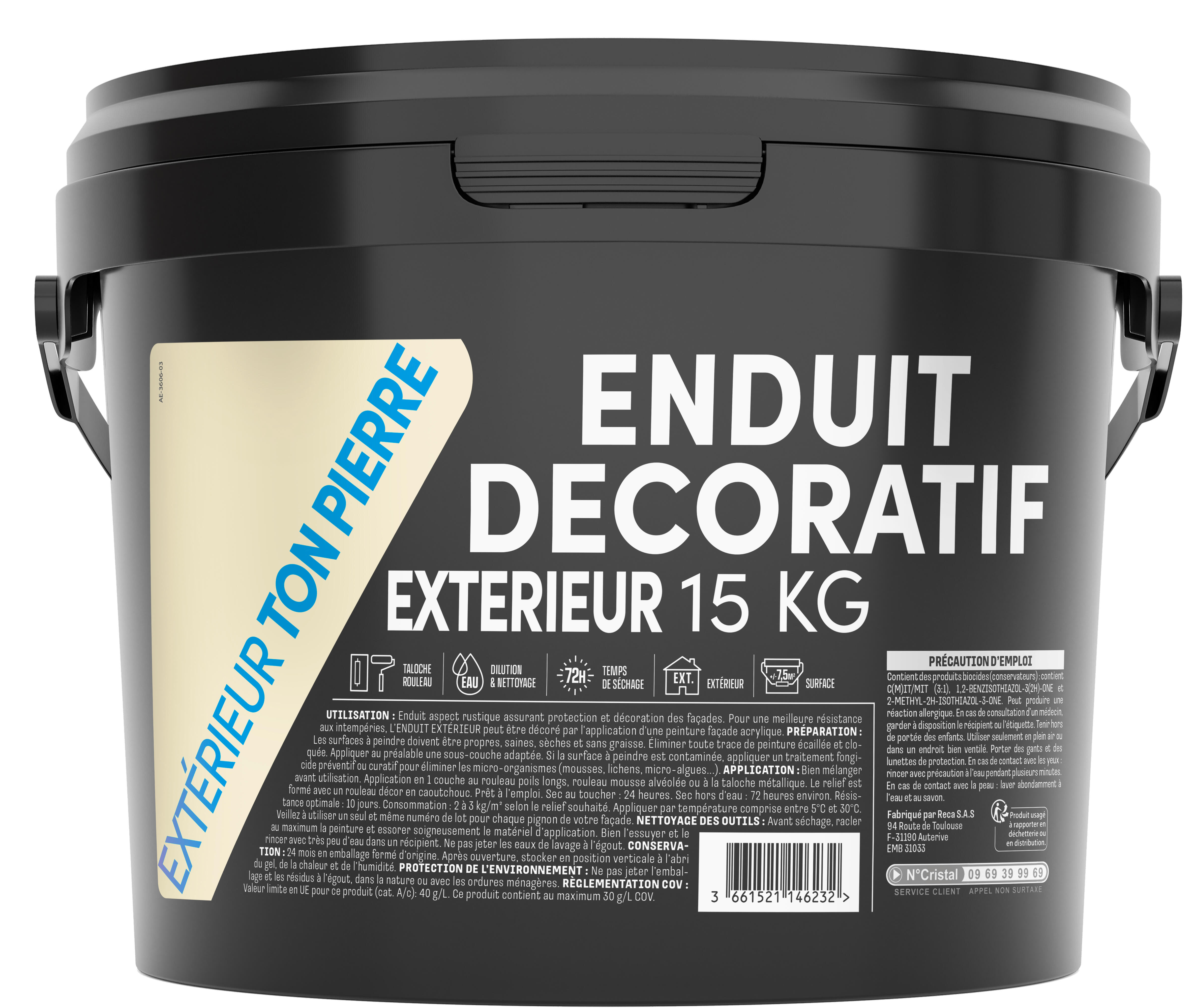Crépi façade acrylique D3 ton pierre 15 kg | Bricoman