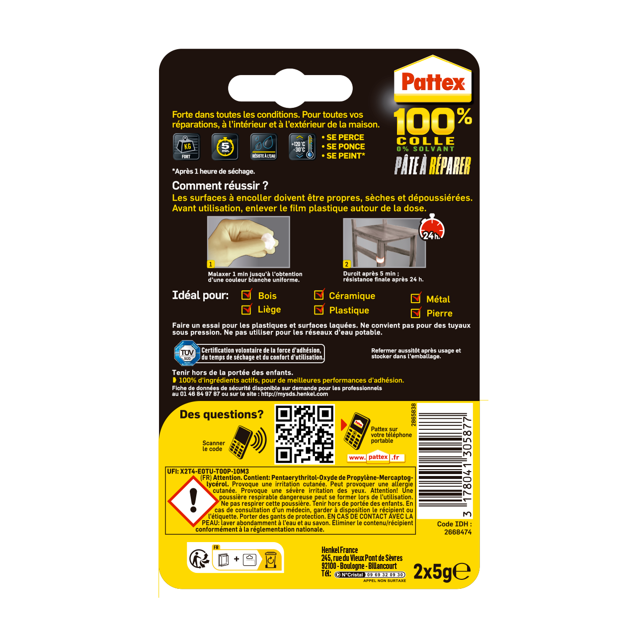 Colle époxy pâte à réparer universelle 2 x 5 g - PATTEX | Bricoman