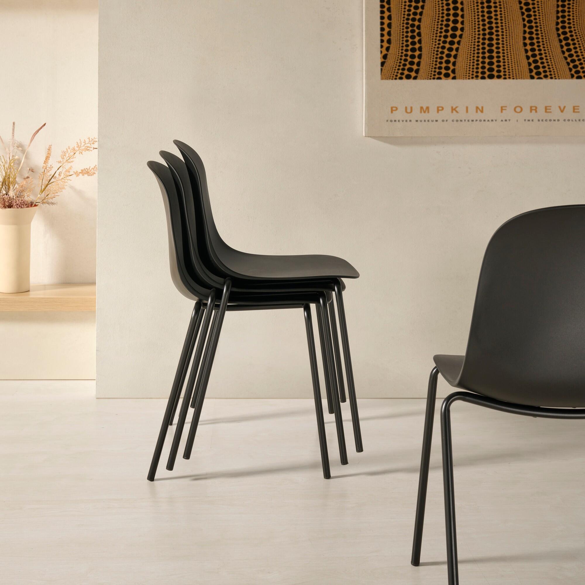 Silla de cocina Luna con estructura metálica color negro y asiento ...