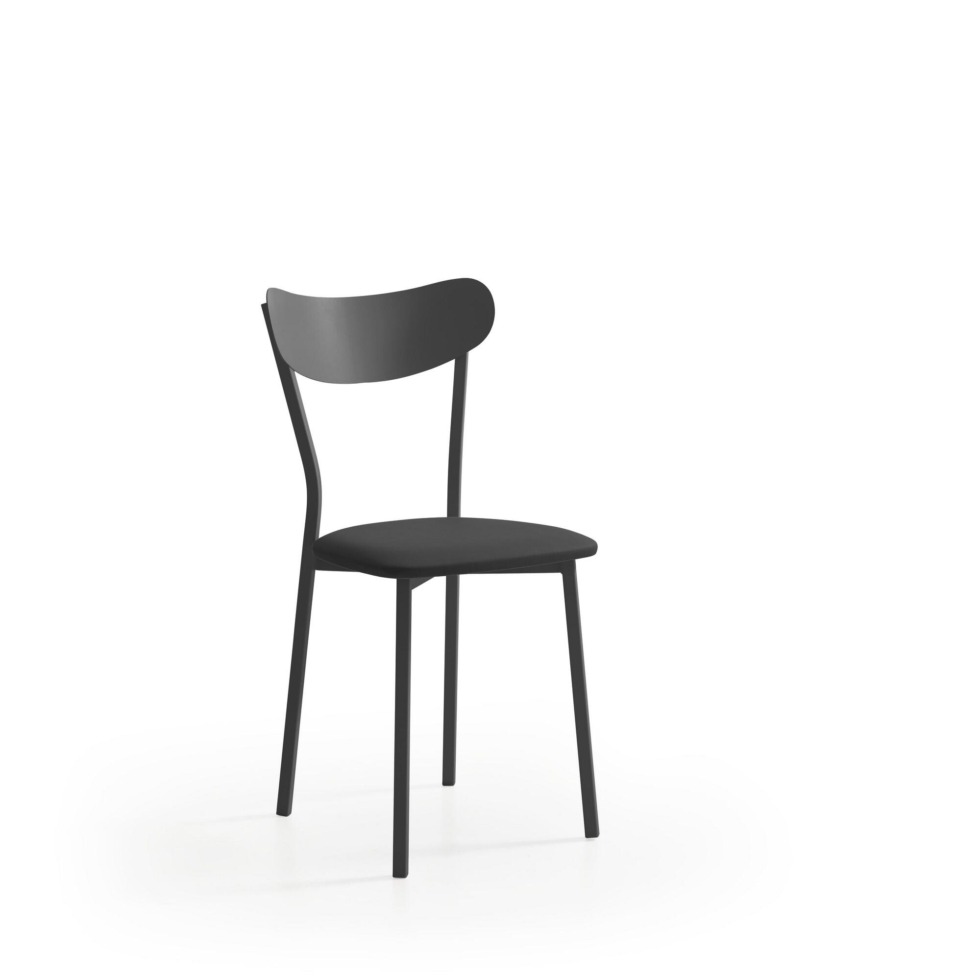 Silla de cocina EVA estructura metálica color negro y asiento vinílico ...