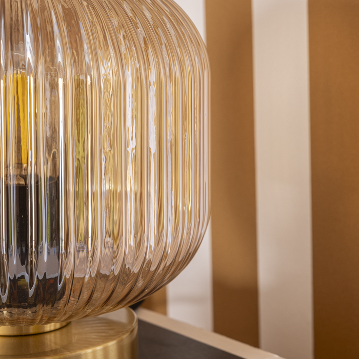 Lampada da tavolo glamour Dipsy ottone paralume ambrato E27 INSPIRE ...