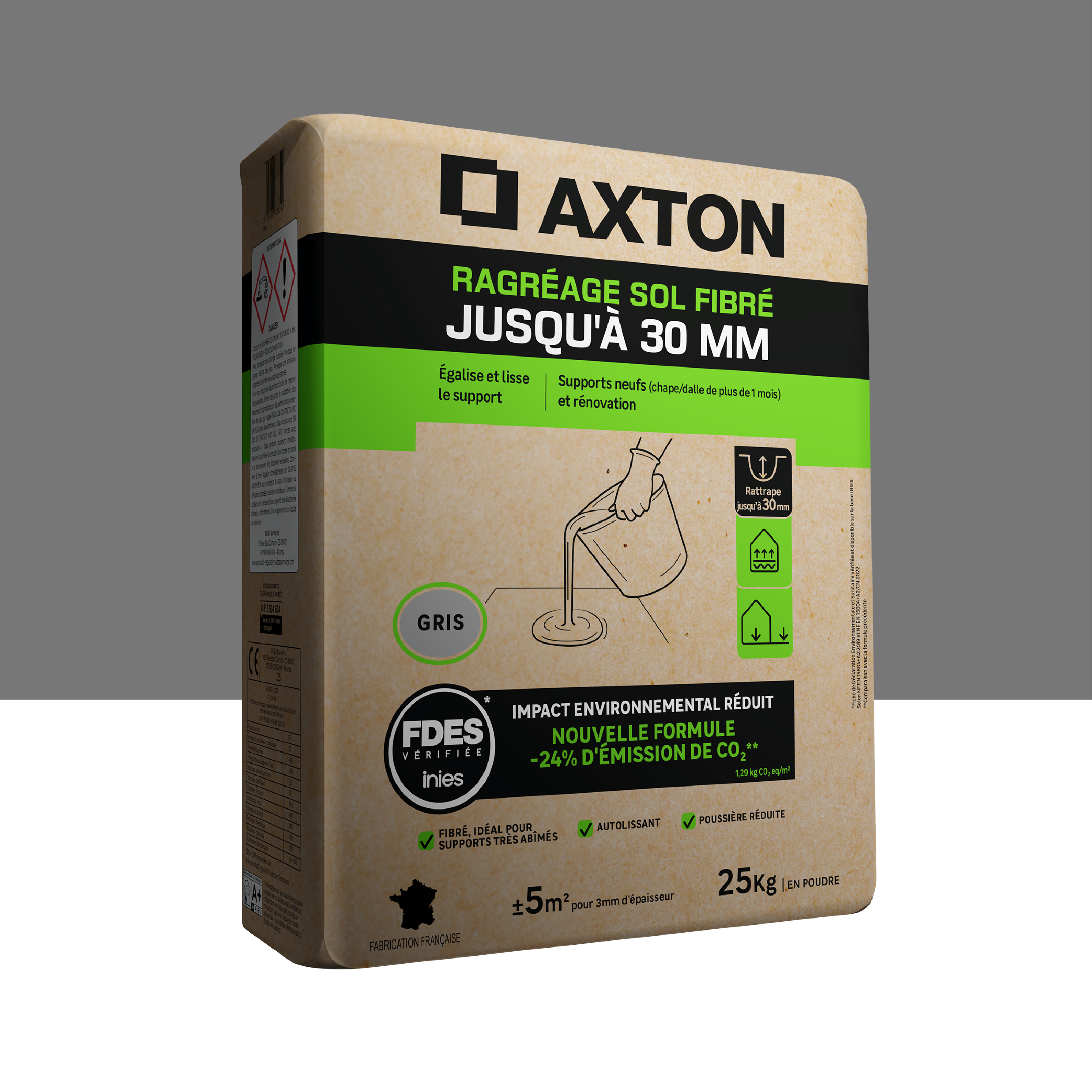 Ragréage fibré, intérieur extérieur, AXTON, 25 kg | Leroy Merlin