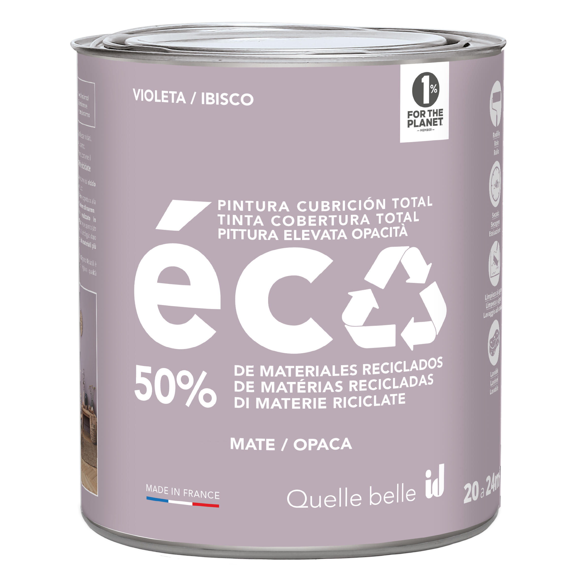 Pintura de interior Eco ID color violeta mate 2L para paredes y techos ...