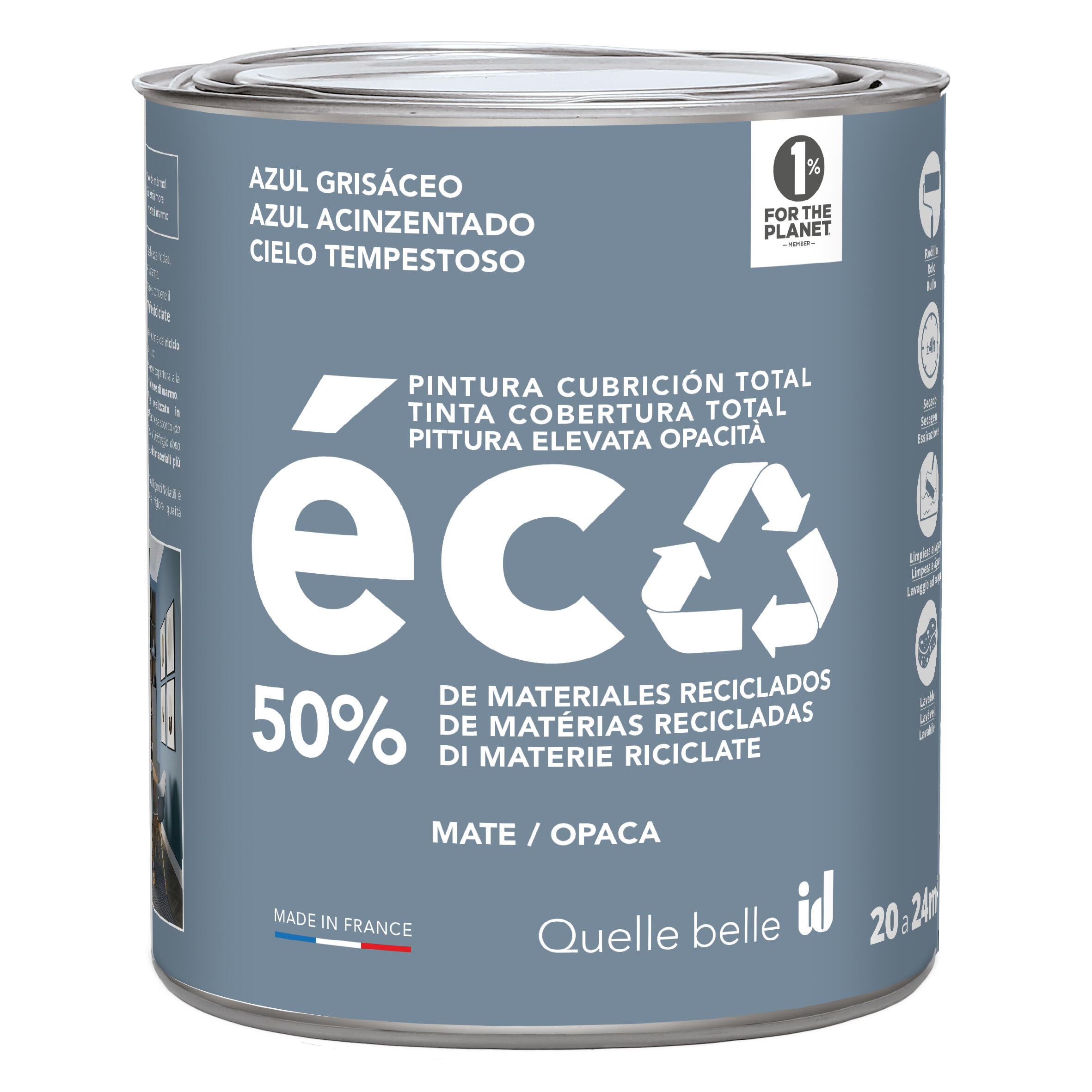 Pintura de interior Eco ID color azul grisáceo mate 2L para paredes y ...