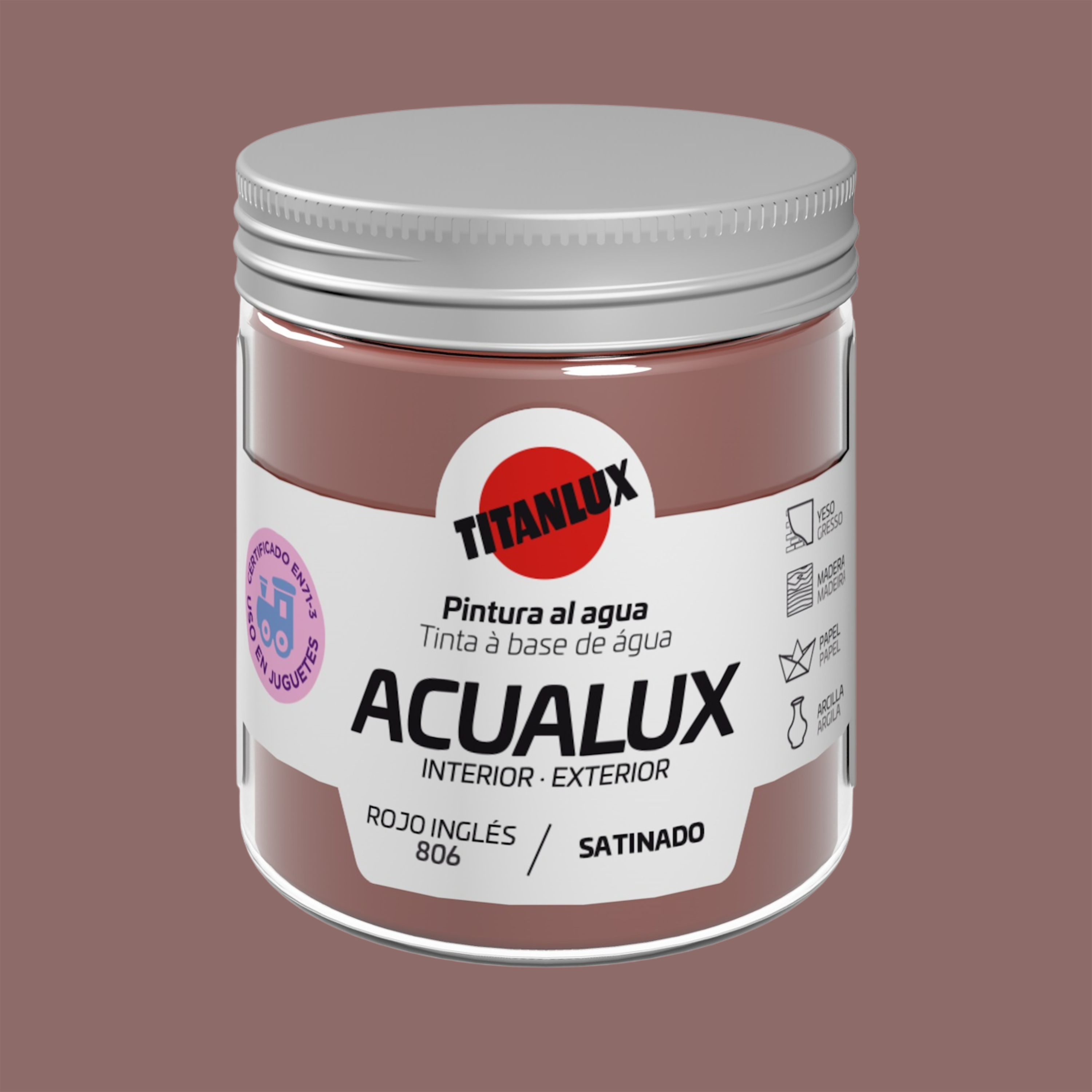 Pintura decorativa efecto liso ACUALUX TITANLUX color sat rojo inglés ...