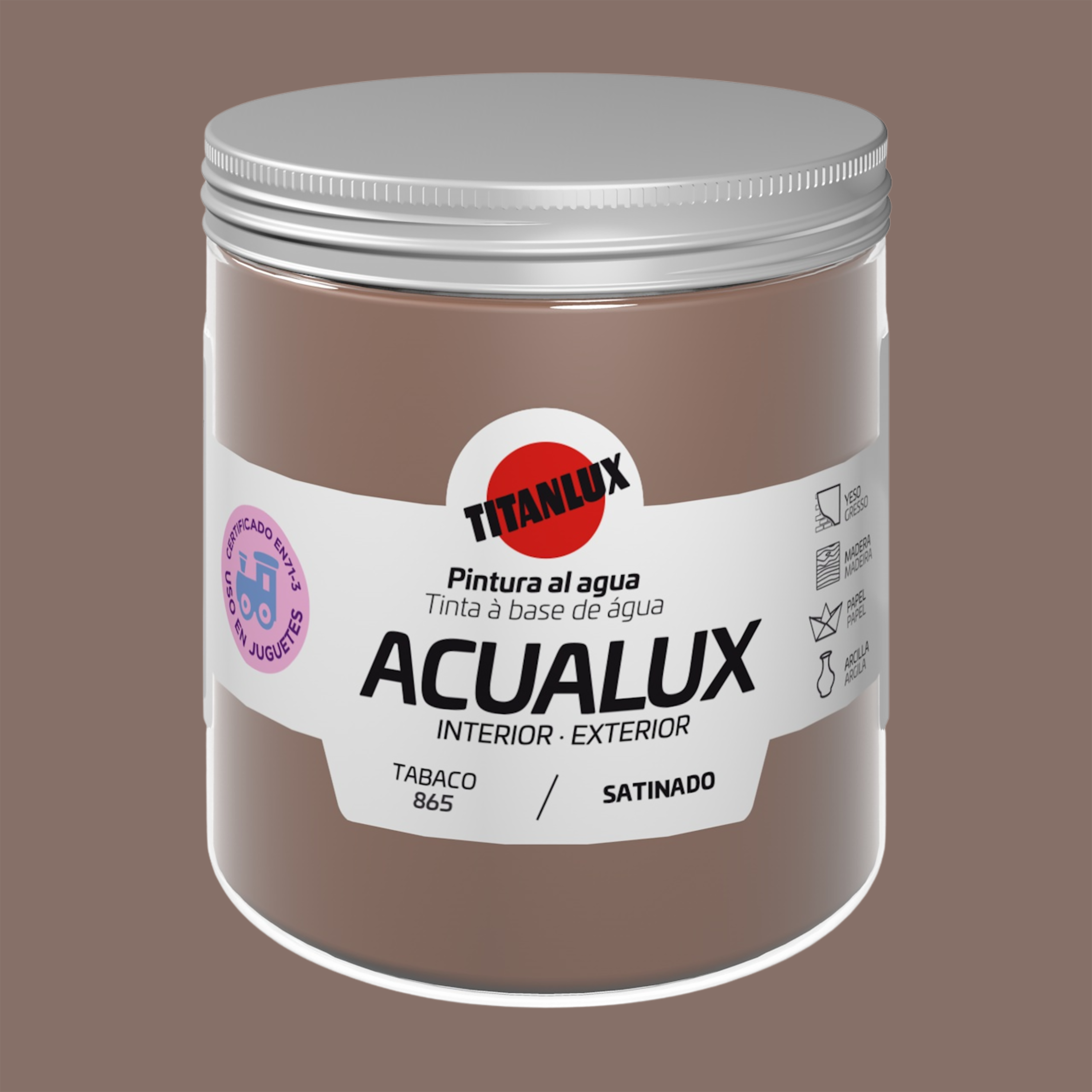 Pintura decorativa efecto liso ACUALUX TITANLUX color tabaco 75ml ...