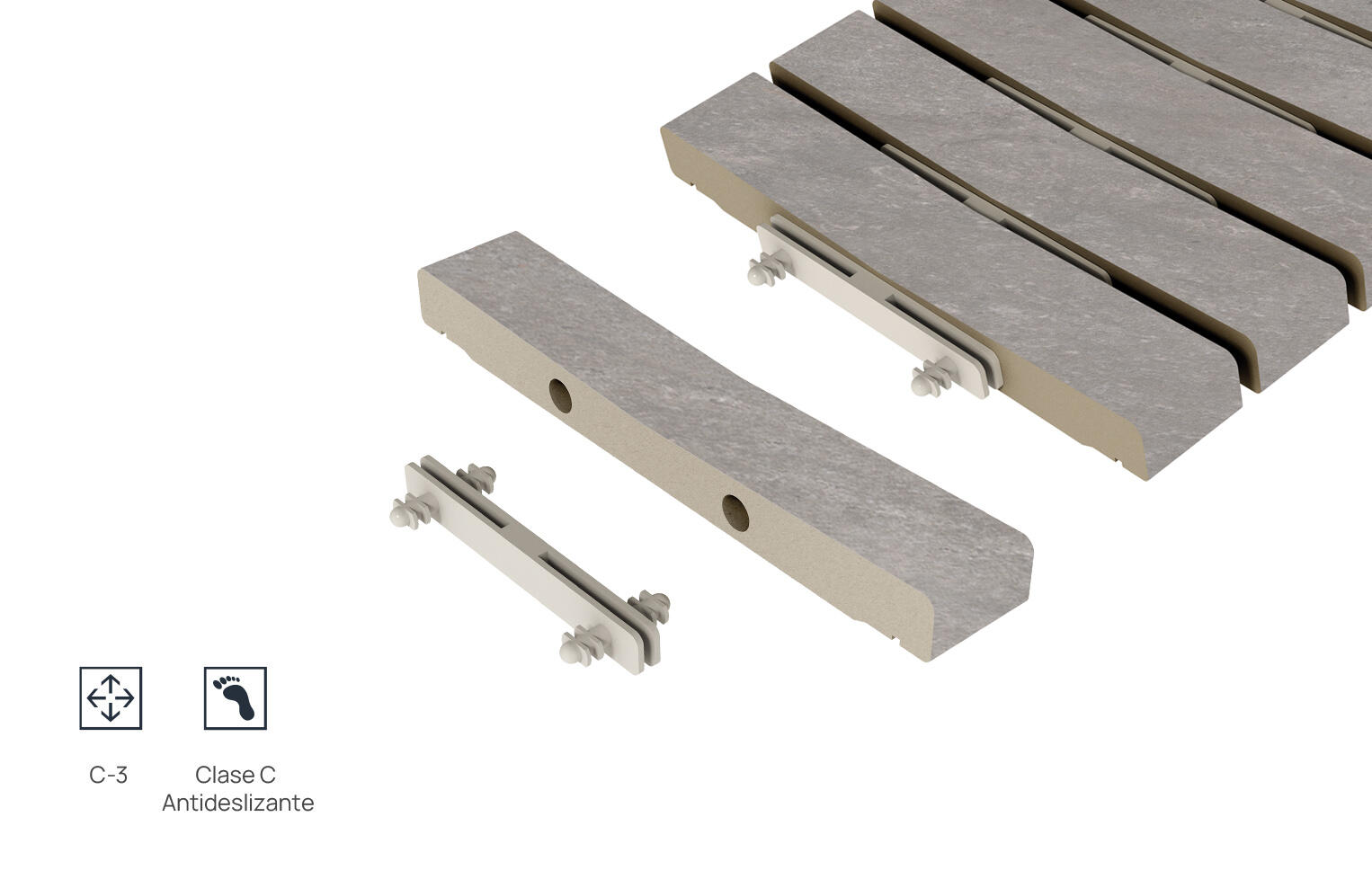 Rejilla para piscina Provenza efecto cemento nebbia 30x30cm | Leroy Merlin