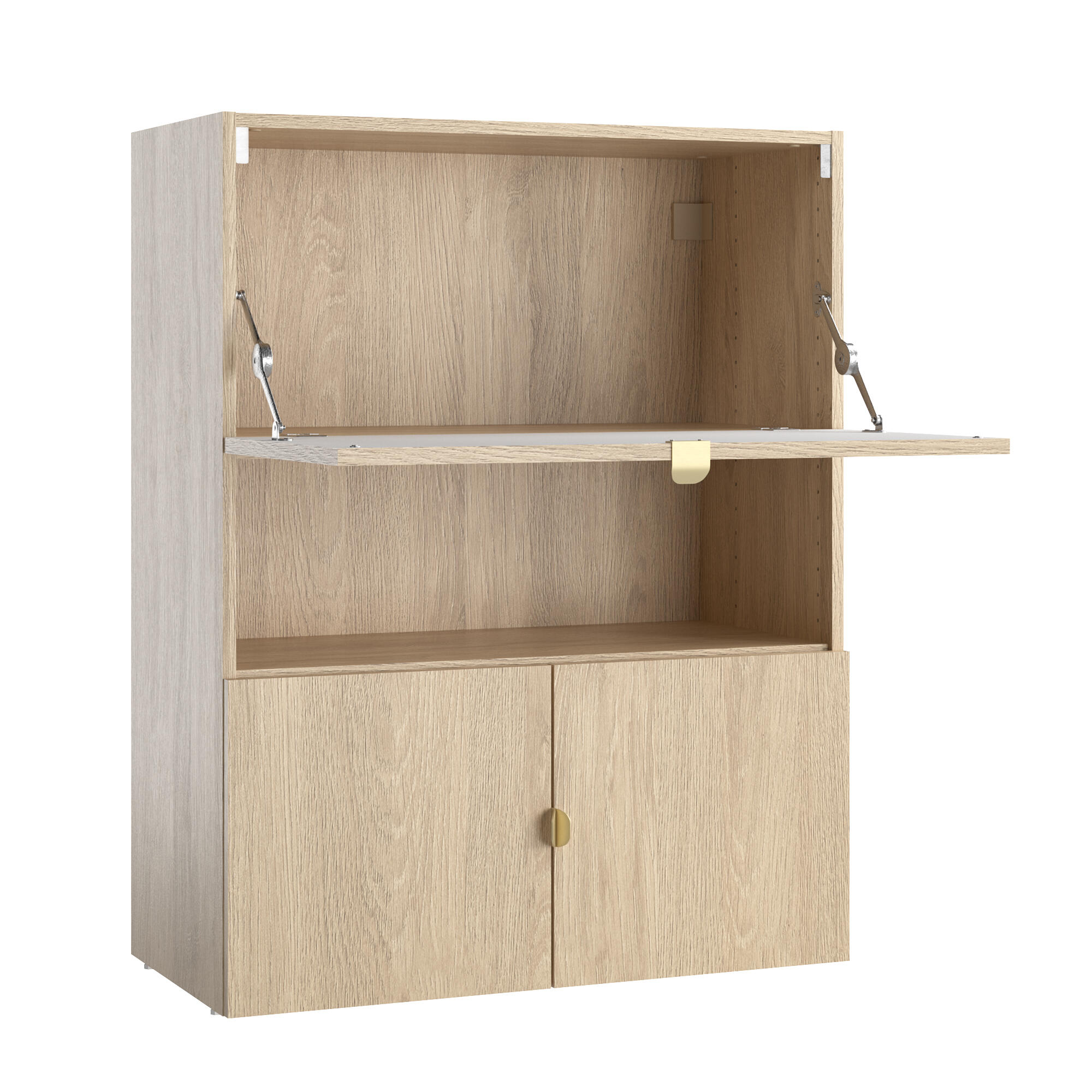 Bureau avec tablette rabattable SPACEO Evo'M chêne H.102.4 x l.80 x P ...