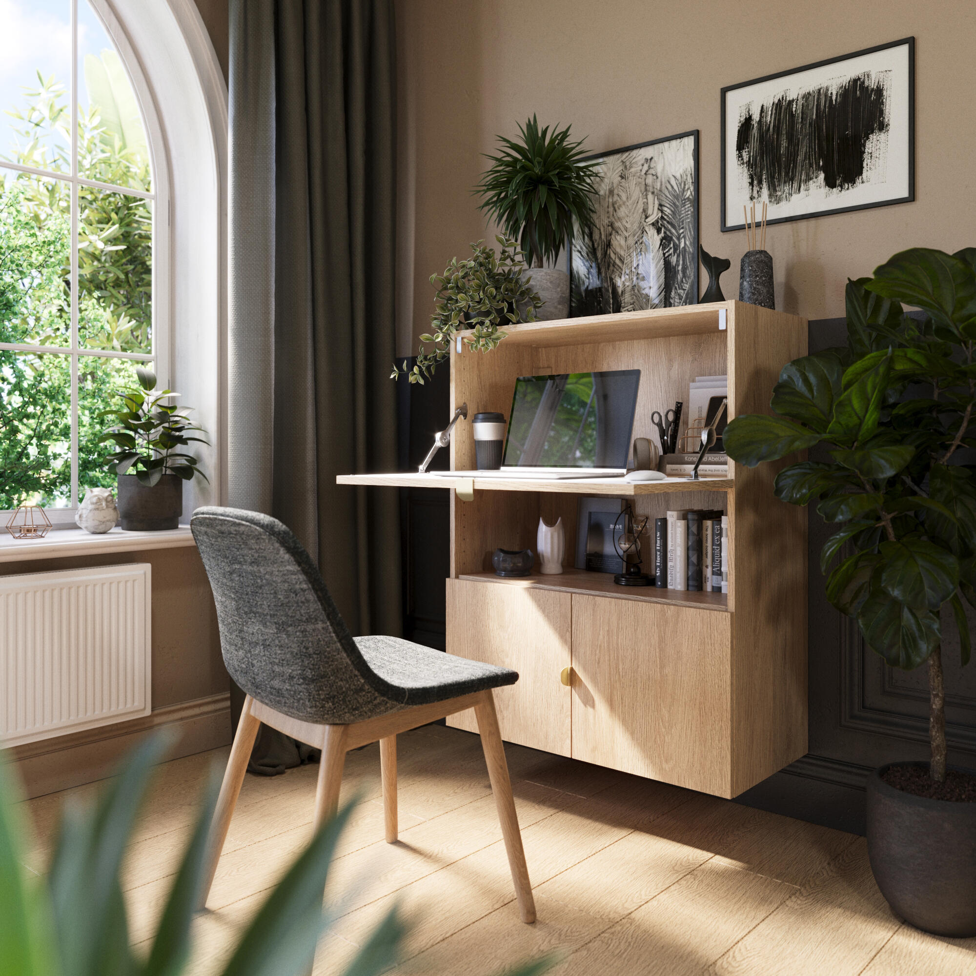 Tablette rabattable de bureau SPACEO Evo'M effet chêne pour caisson L ...