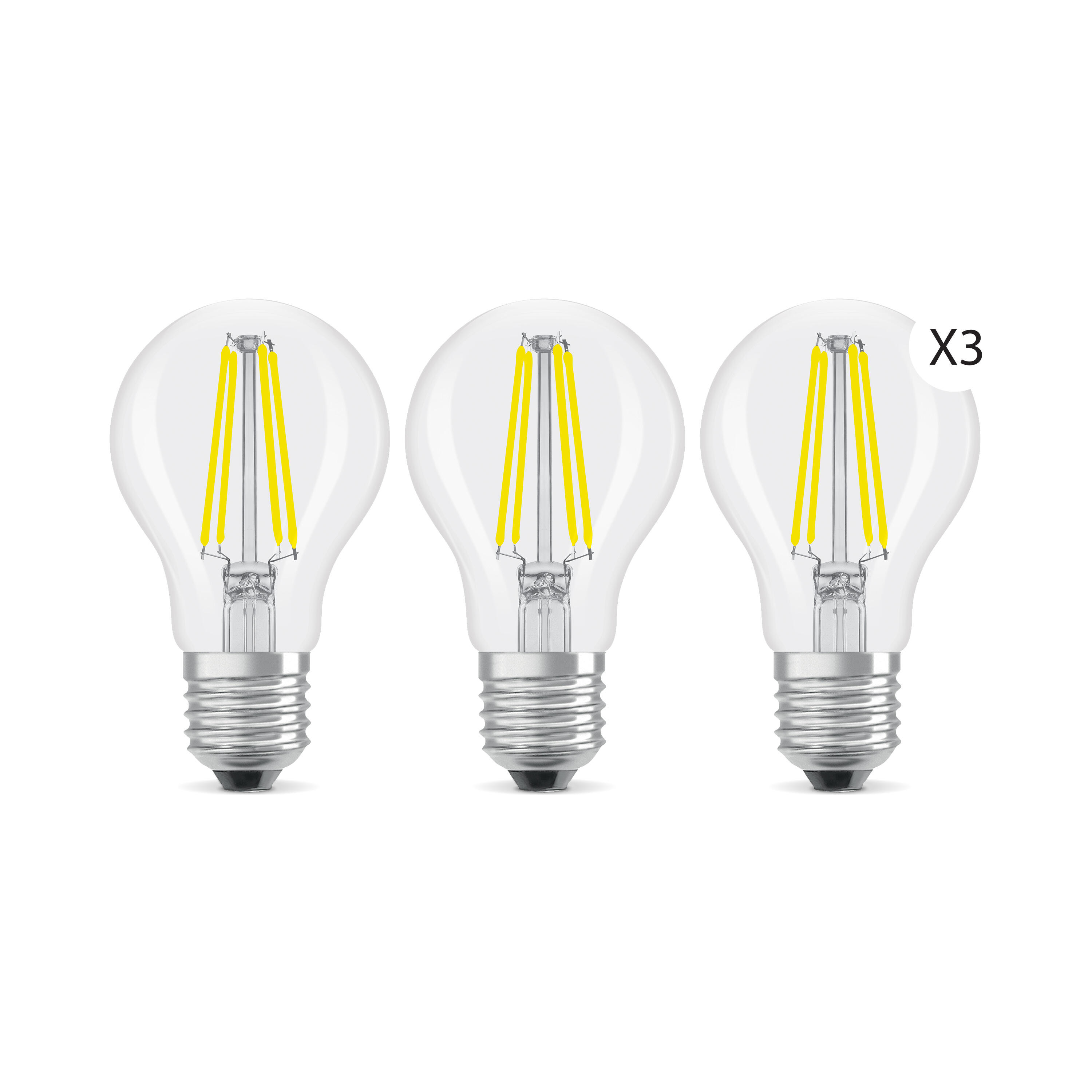 3 ampoules led à filament E27, 806lm, classe énergétique A, blanc neutre LEXMAN | Leroy Merlin