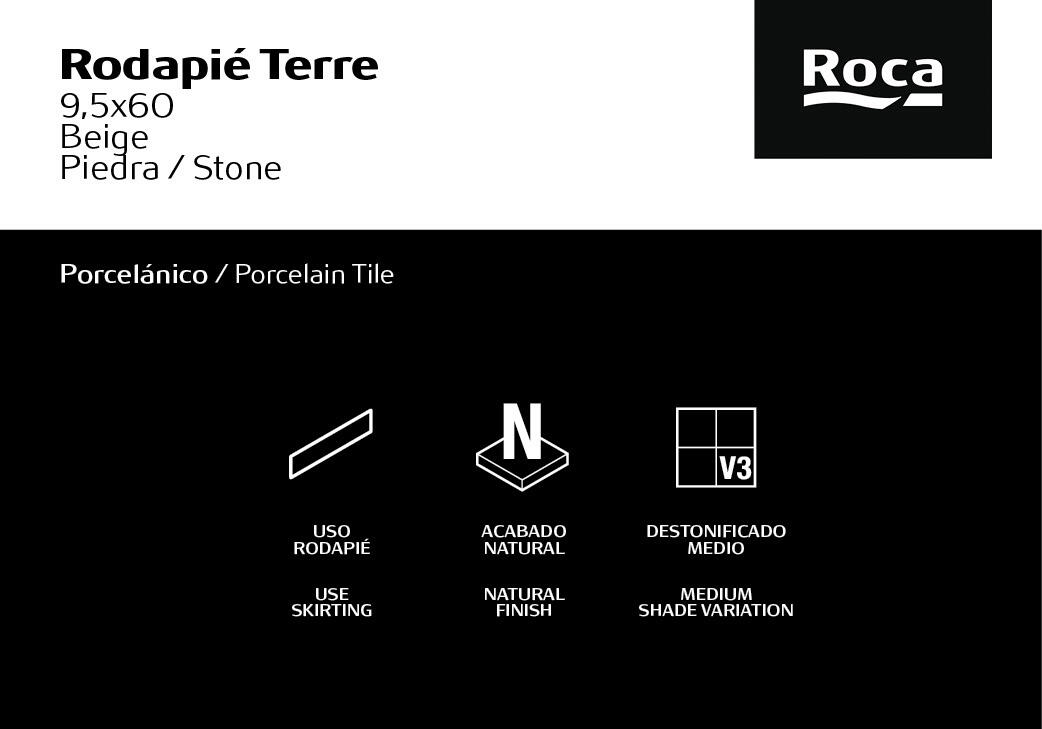 Pack de 10 rodapiés porcelánico Terre 60x9.5 cm beige ROCA | Leroy Merlin