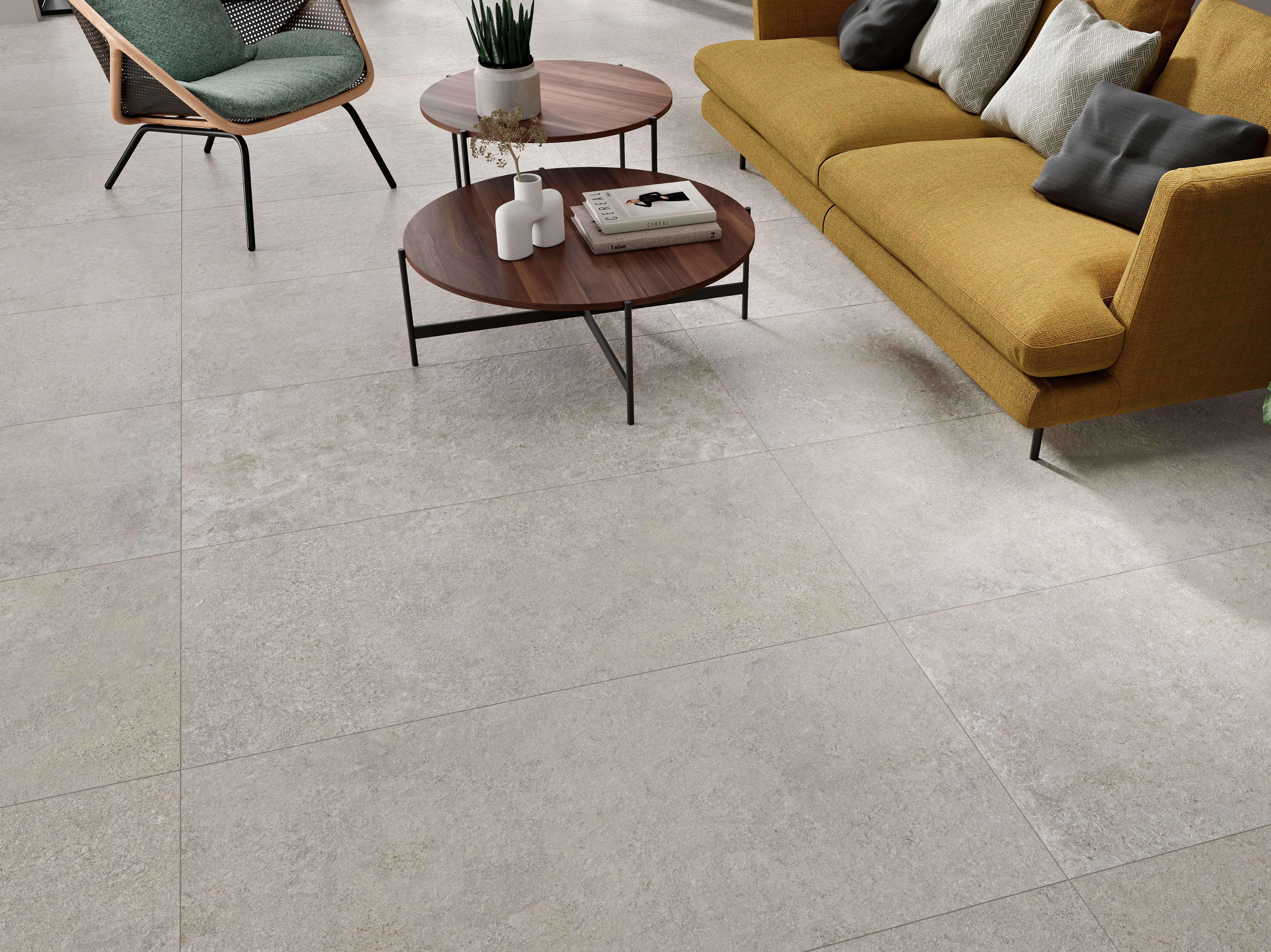 Suelo porcelánico June efecto piedra gris 60x120 cm C1 ROCA TILES ...