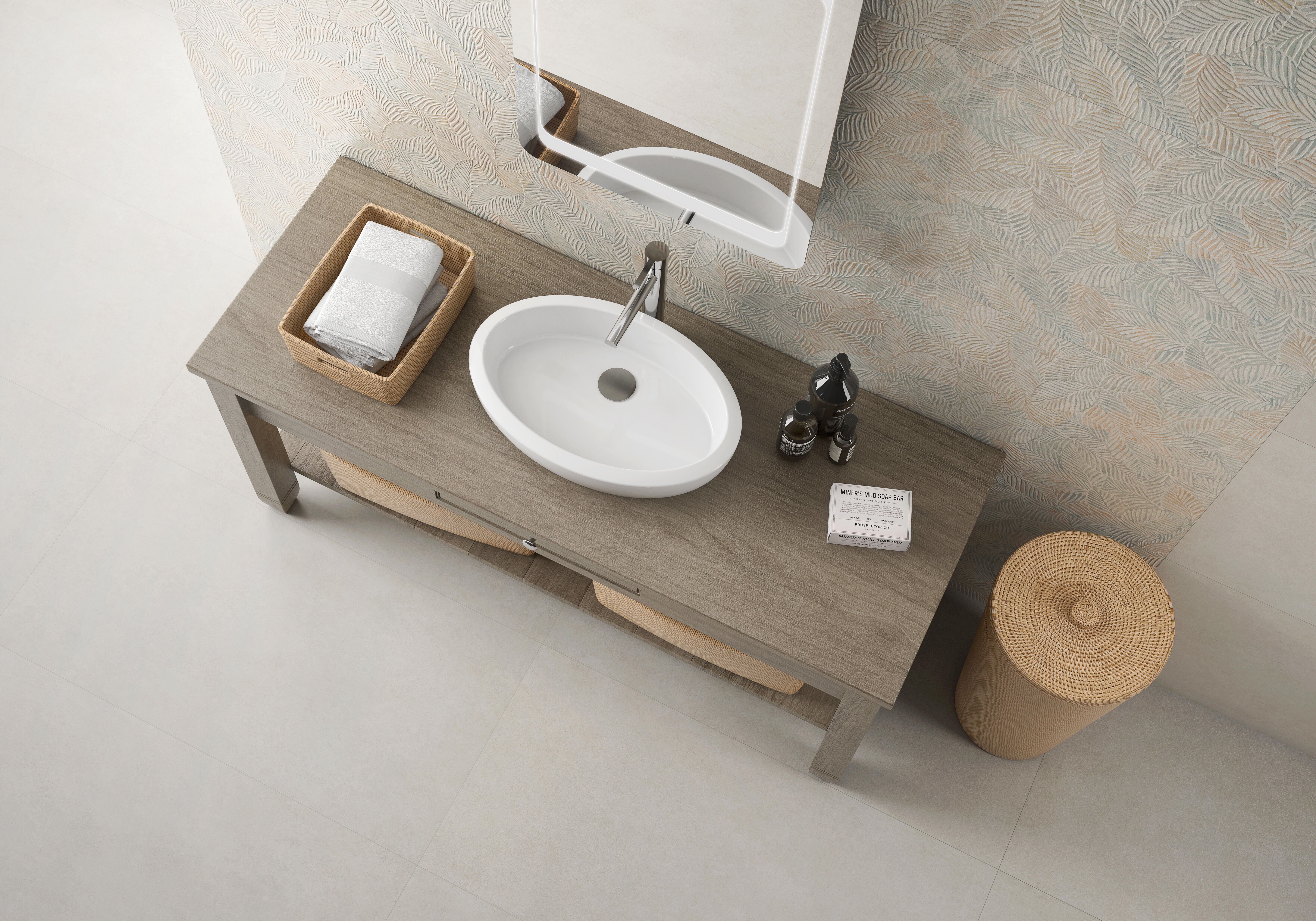 Suelo porcelánico Logan efecto cemento arena 60x120 cm C1 ROCA TILES ...