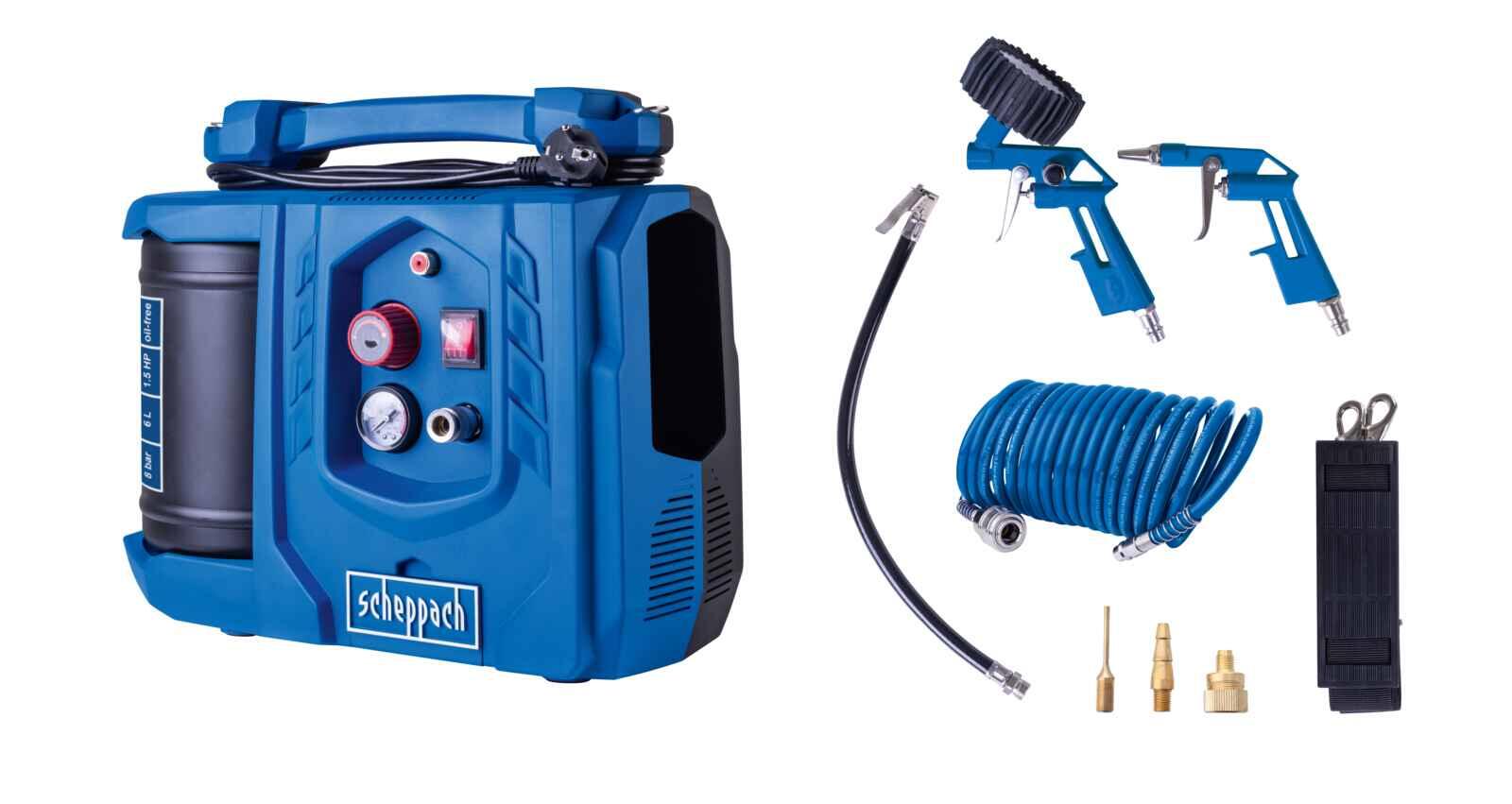 Mini compresseur 6L 1.5CV 8 bars 5906184948 SCHEPPACH | Leroy Merlin