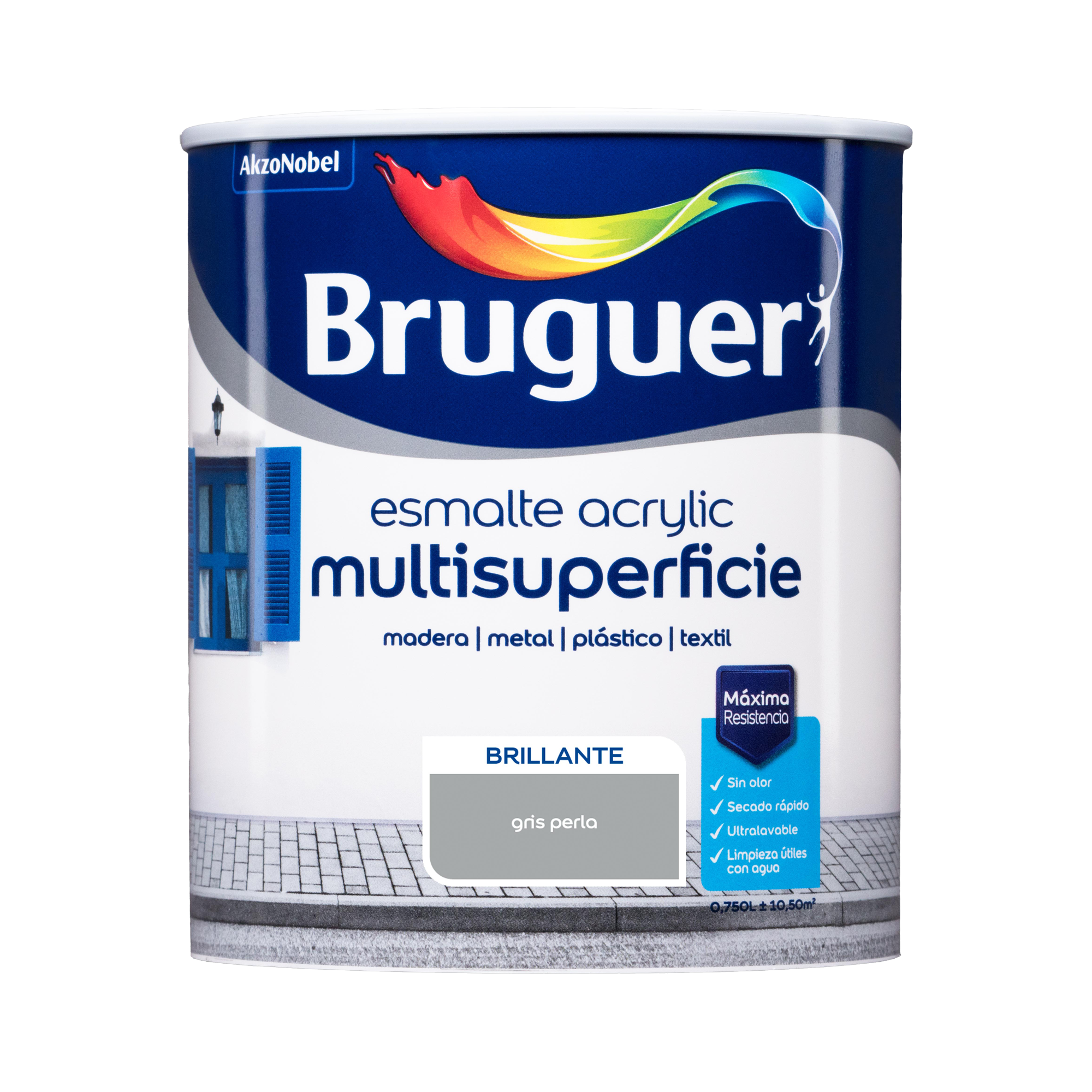Esmalte de interior Acrylic BRUGUER color gris perla brillante 750ml ...