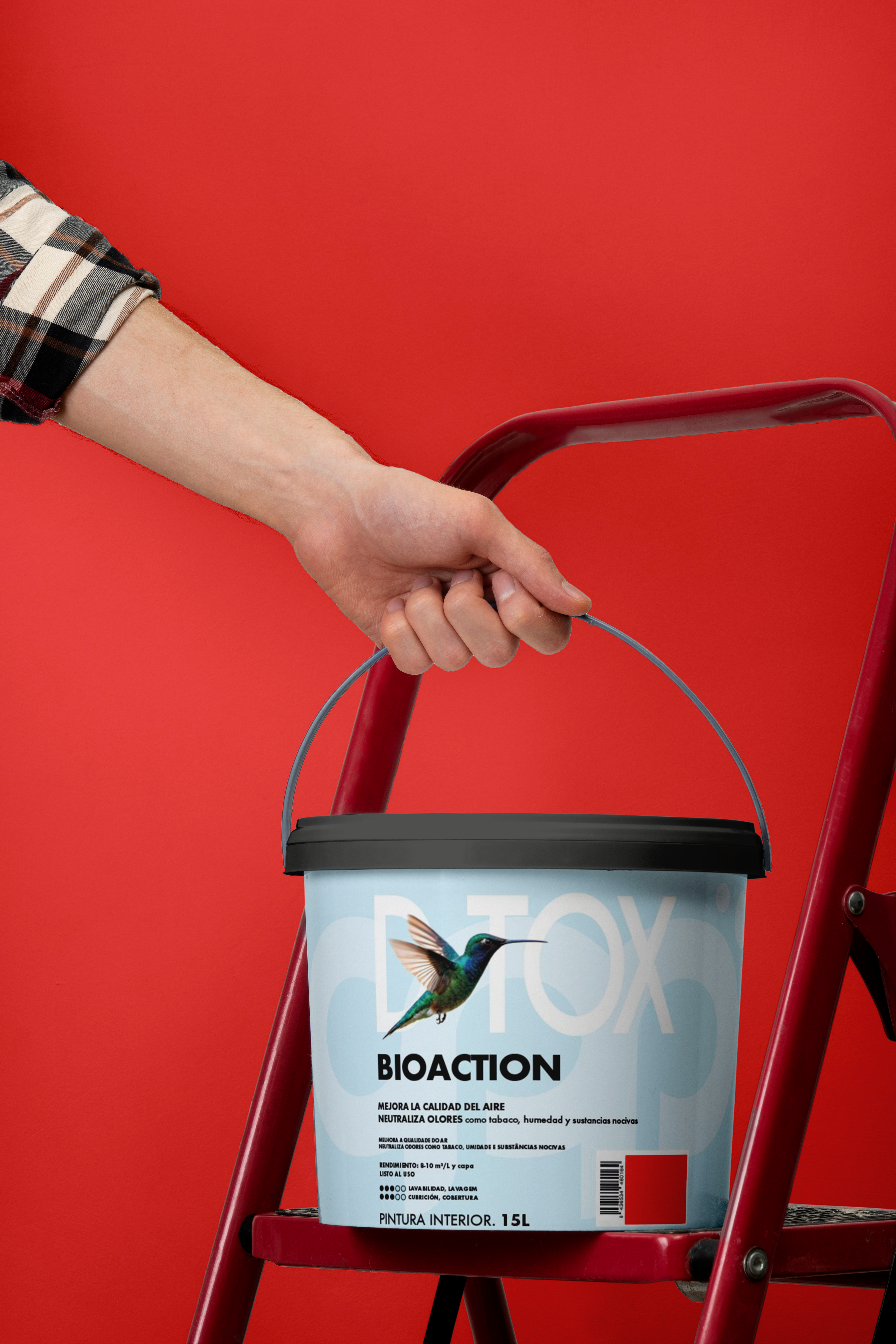 Pintura de interior Dtox CPP color rojo coral mate 15L para paredes y ...